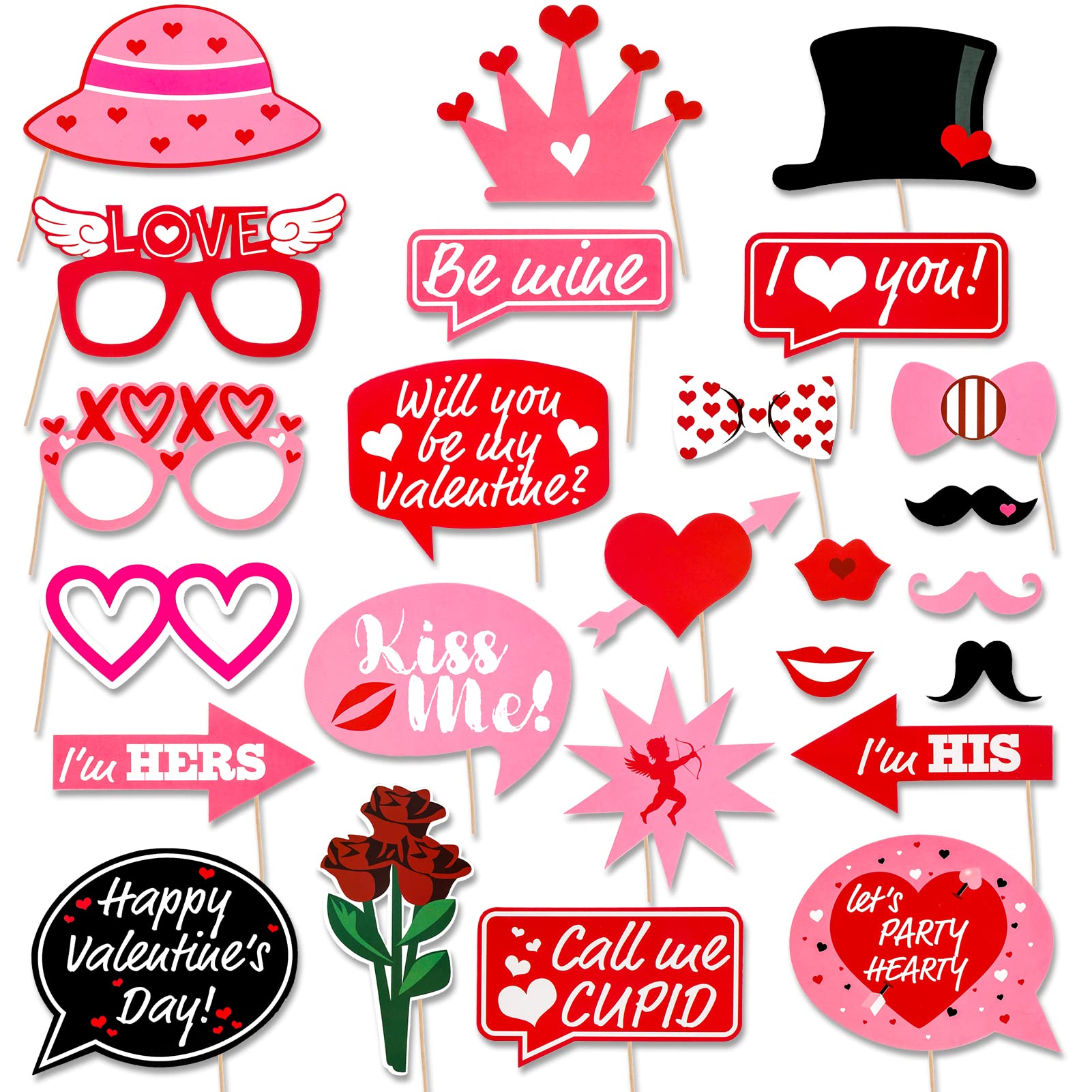 Amazon.com: Konsait Valentine's Day Photo Booth Props,24Pcs Wedding ...