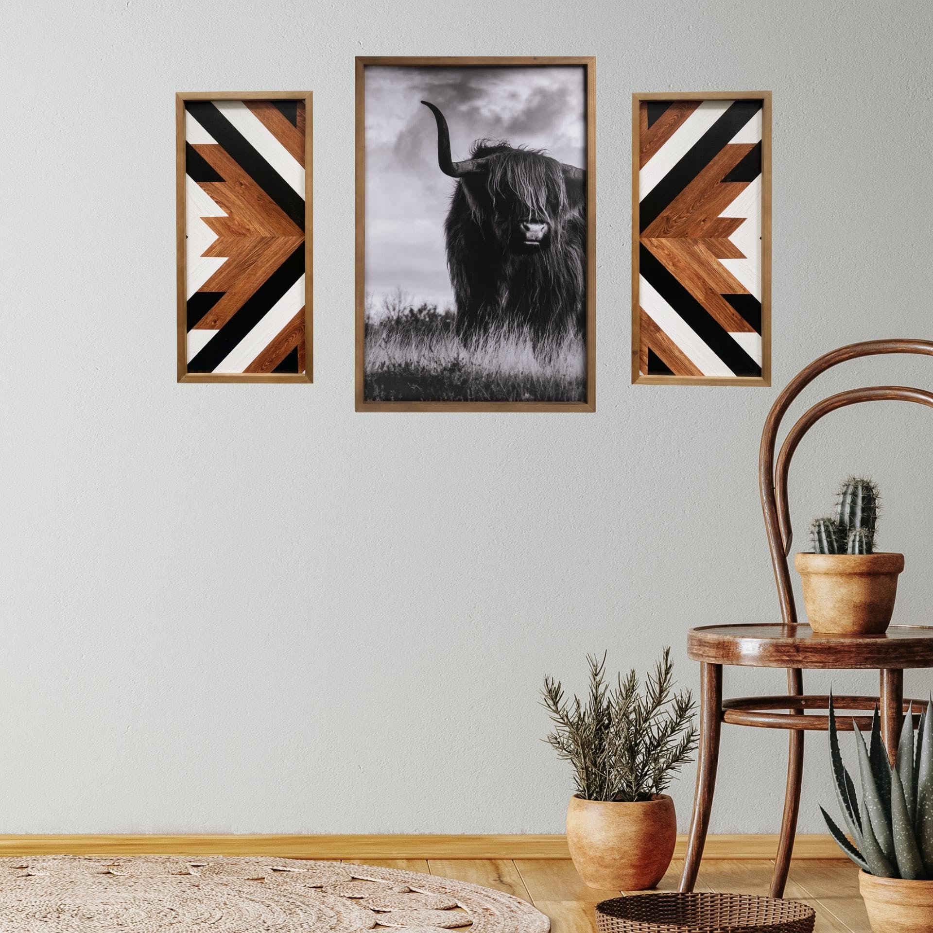 Amazon.com: flangairy Southwestern Aztec Wall Decor, Wooden Highland ...