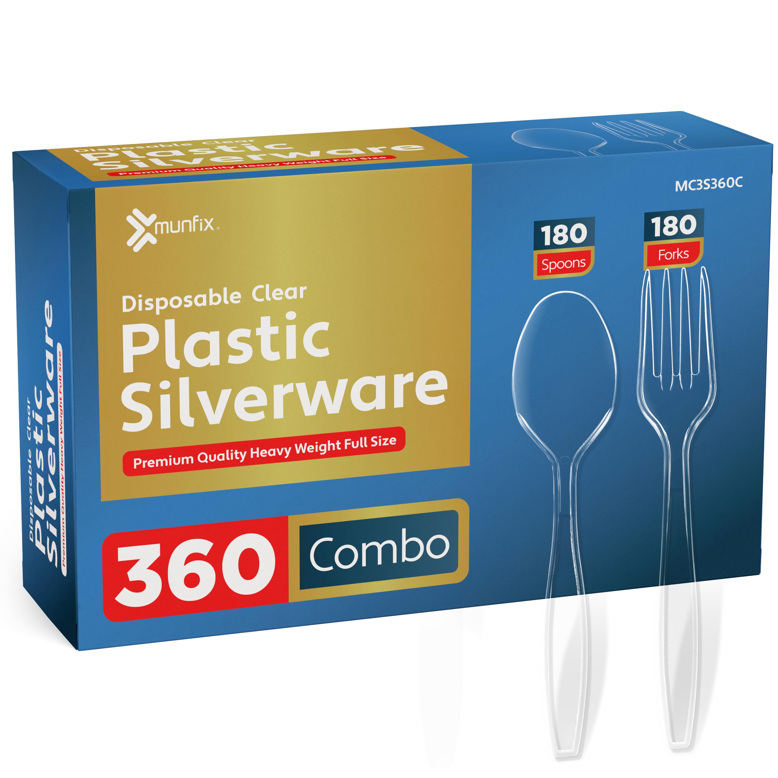 Amazon.com: 360 Count Plastic Silverware Set, 180 Clear Plastic Forks ...