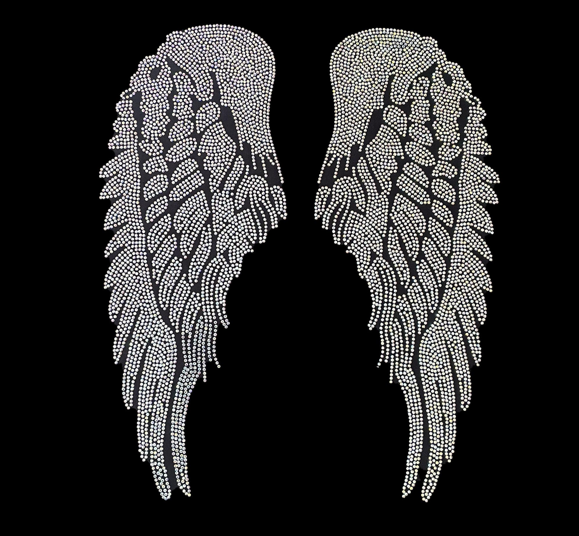 Amazon.com: Rhinestop AB Crystal Angel Wings Iron-on Rhinestone Design