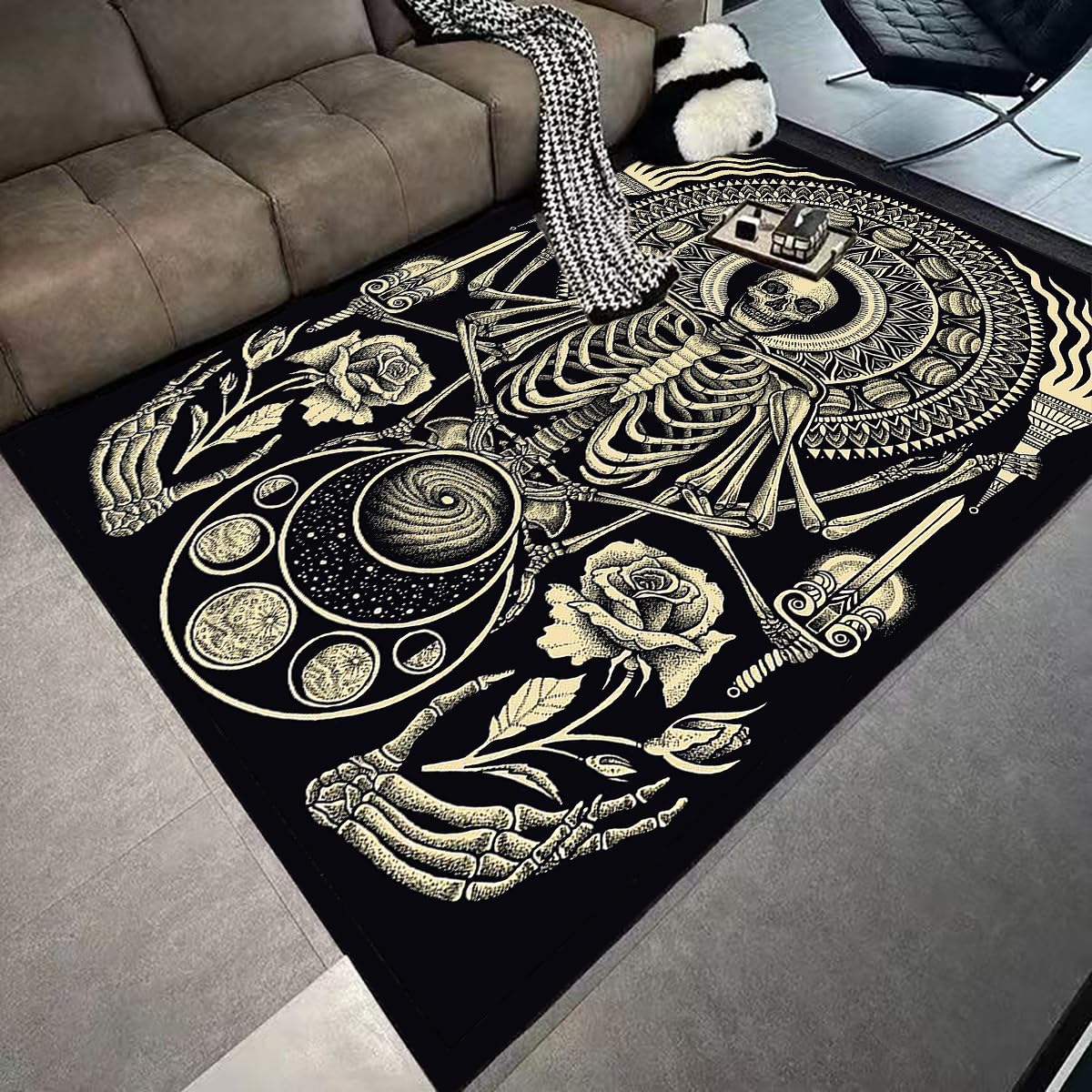 Amazon.com: Halloween Decorations Angel Death Black Skull Rugs Modern ...