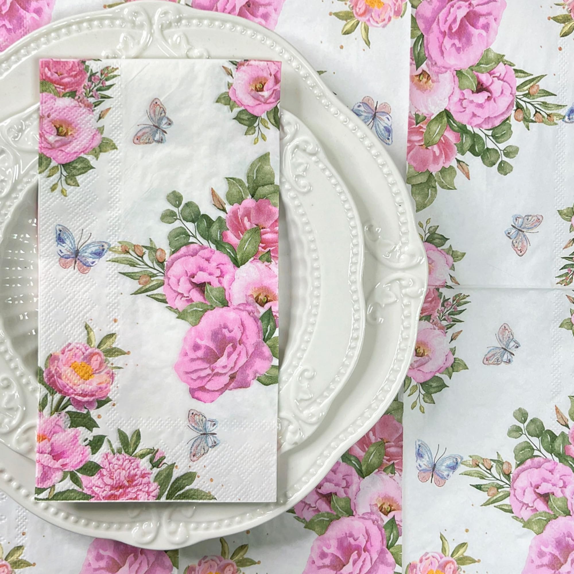 Amazon.com: Besalily Elegant Floral Paper Napkins Dinner Size (20-Count ...