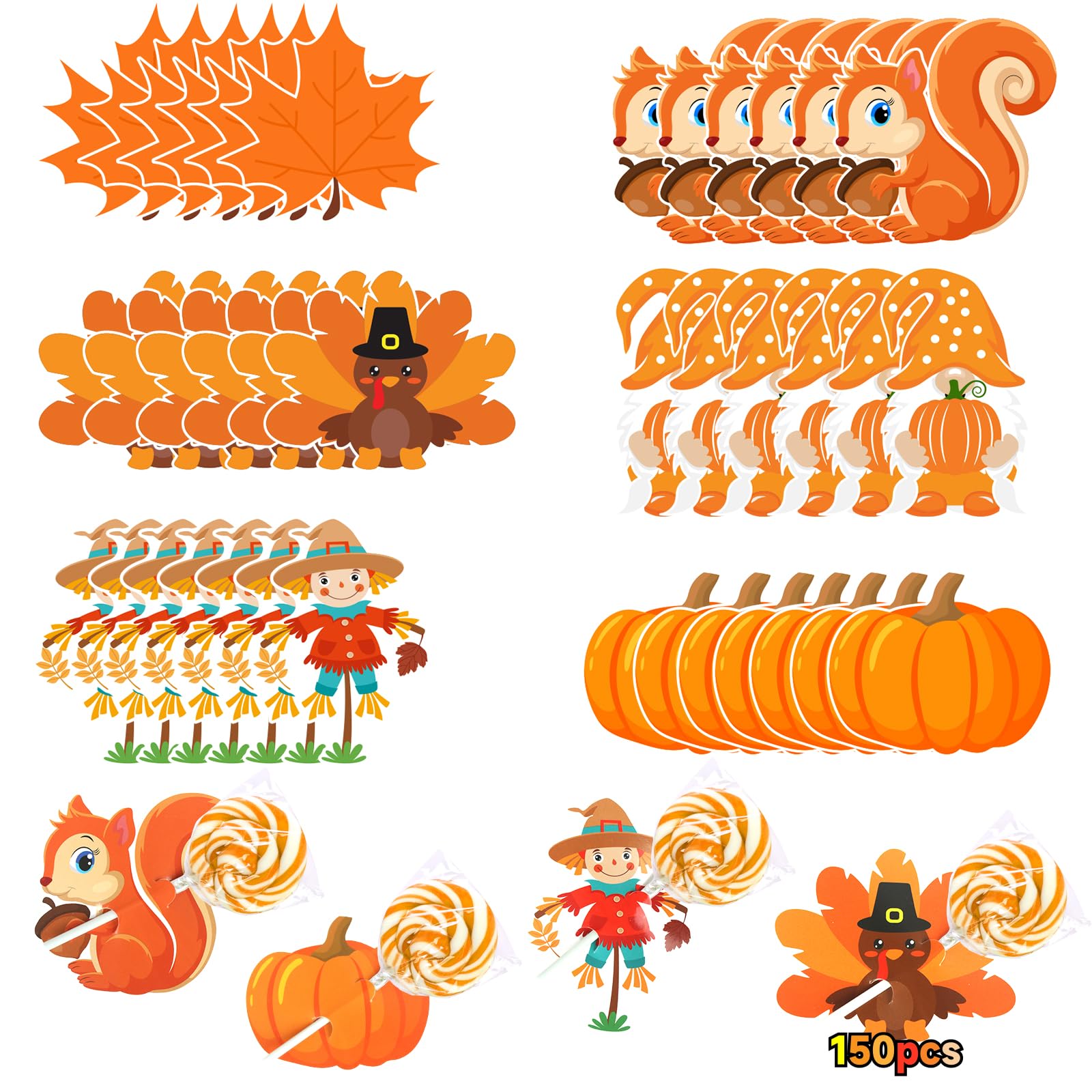 Amazon.com: CIXICM 150PCS Fall Candy Holder Cards Thanksgiving Lollipop ...