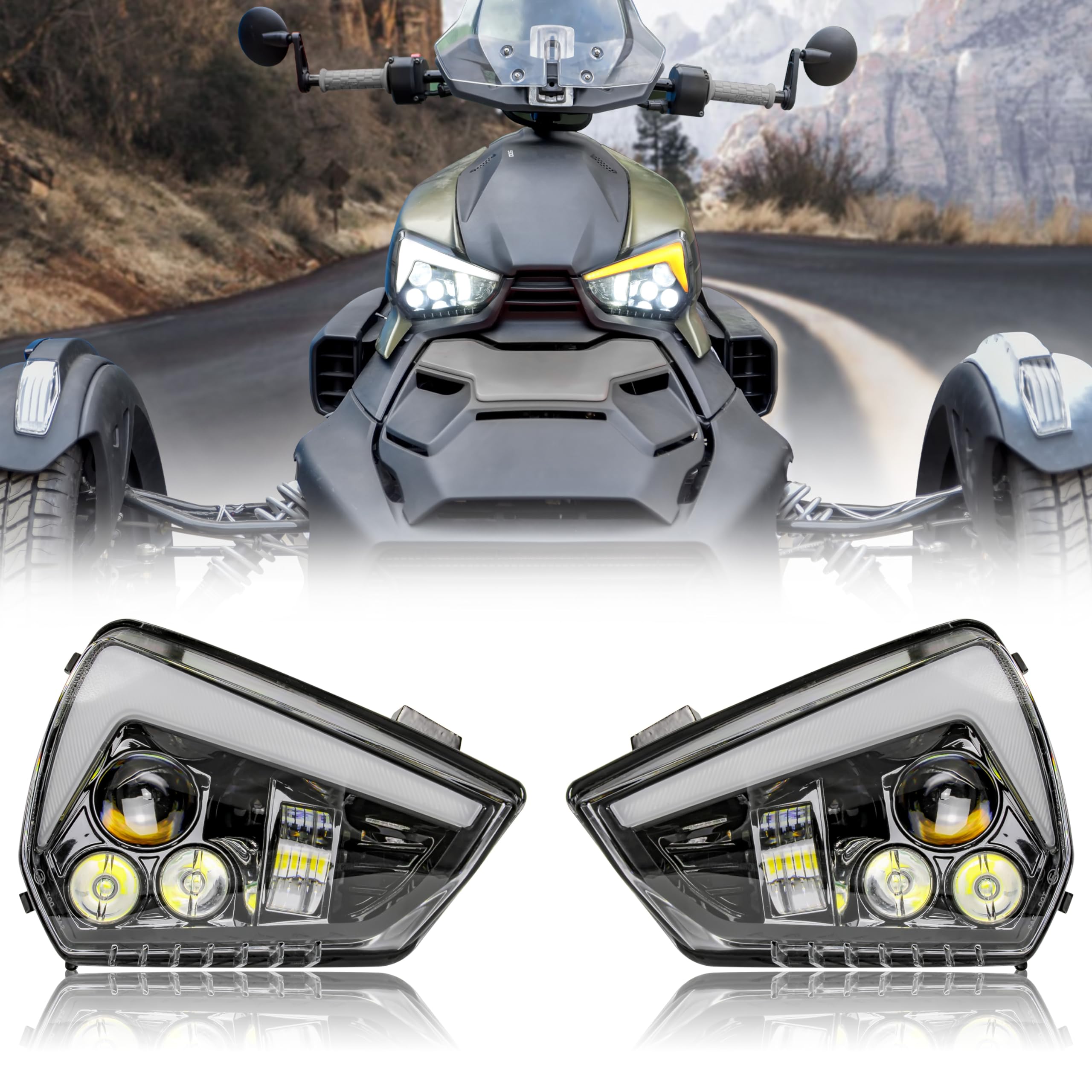 UTVSXPERT Headlight Assembly With DRL And Turn Signal A & UTV PRO Front ...