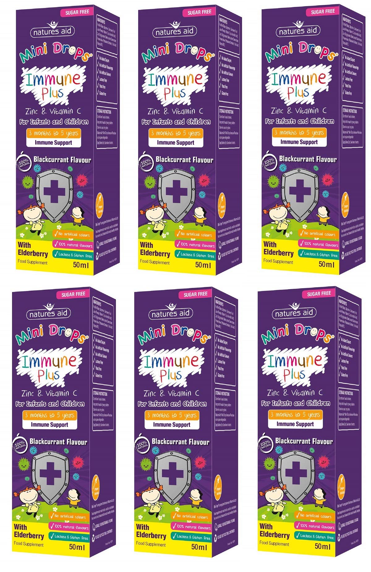 Natures Aid Immune Plus Mini Drops for Infants and Children, Sugar Free ...