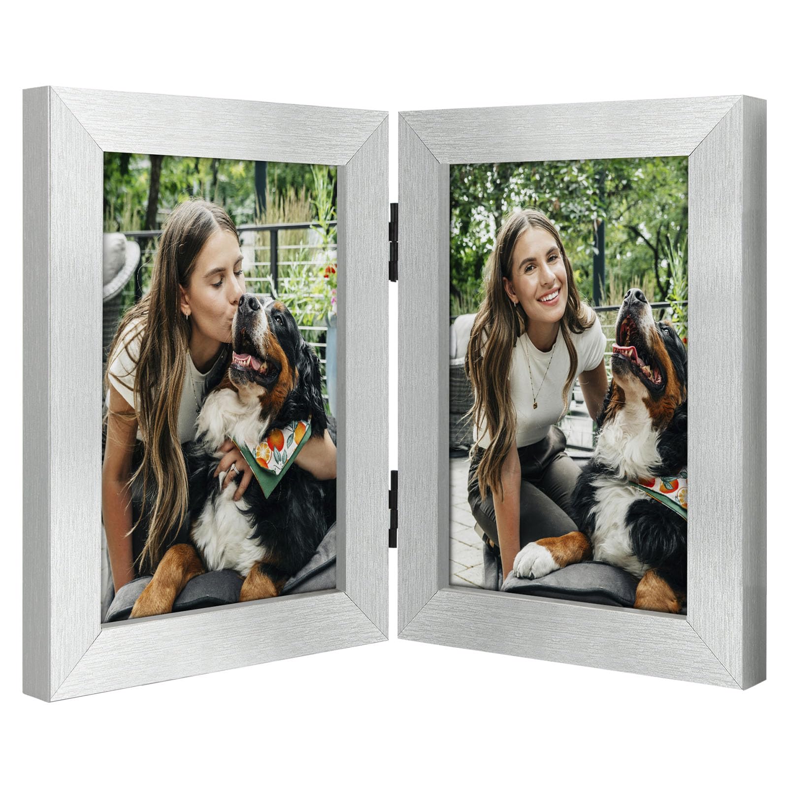 Amazon.com - Frametory, 5x7 Double Picture Frame Hinged 2 Photos Frame ...