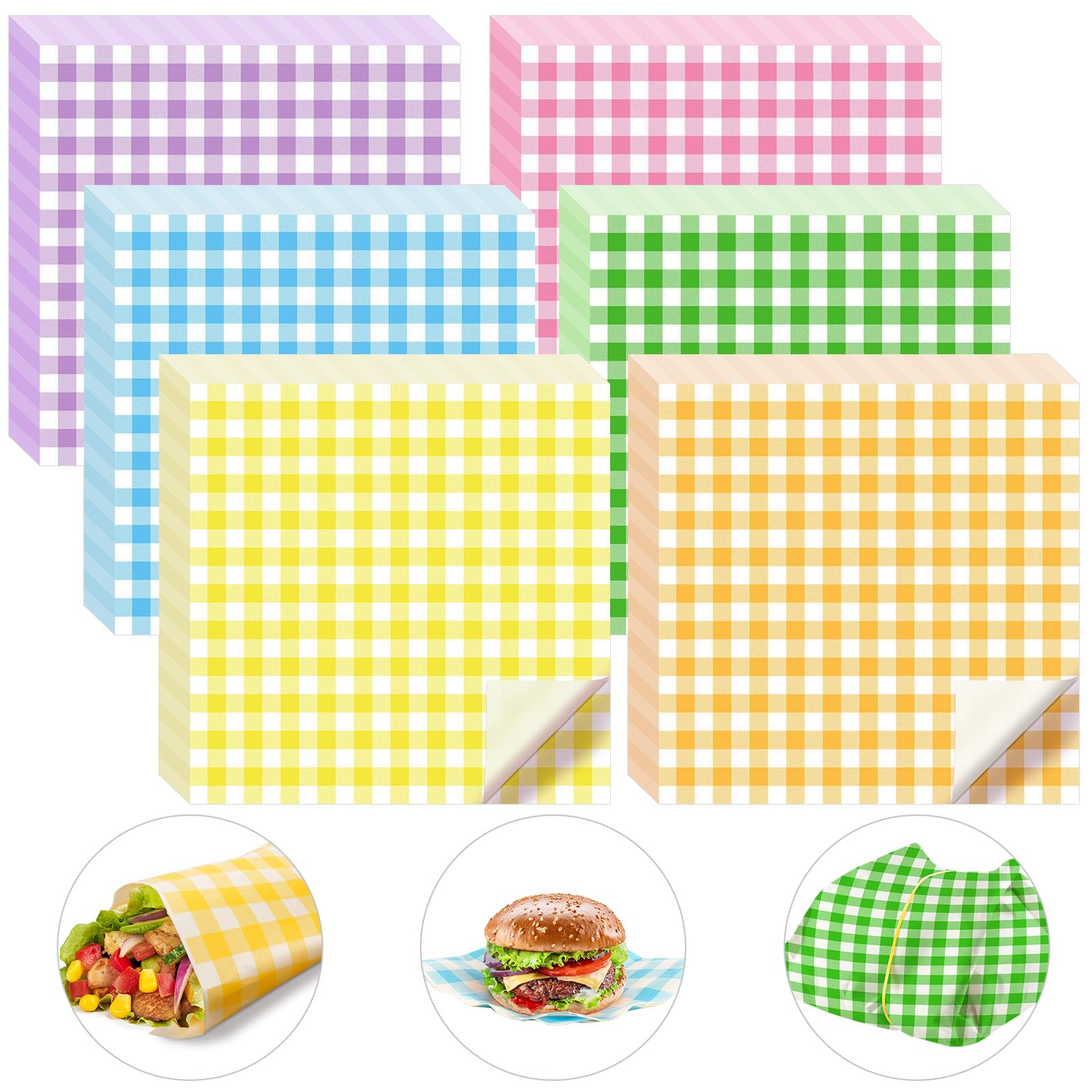 600 Pcs Plaid Waxed Deli Paper Sheets Bulk 12 Inch Deli Basket Liner ...