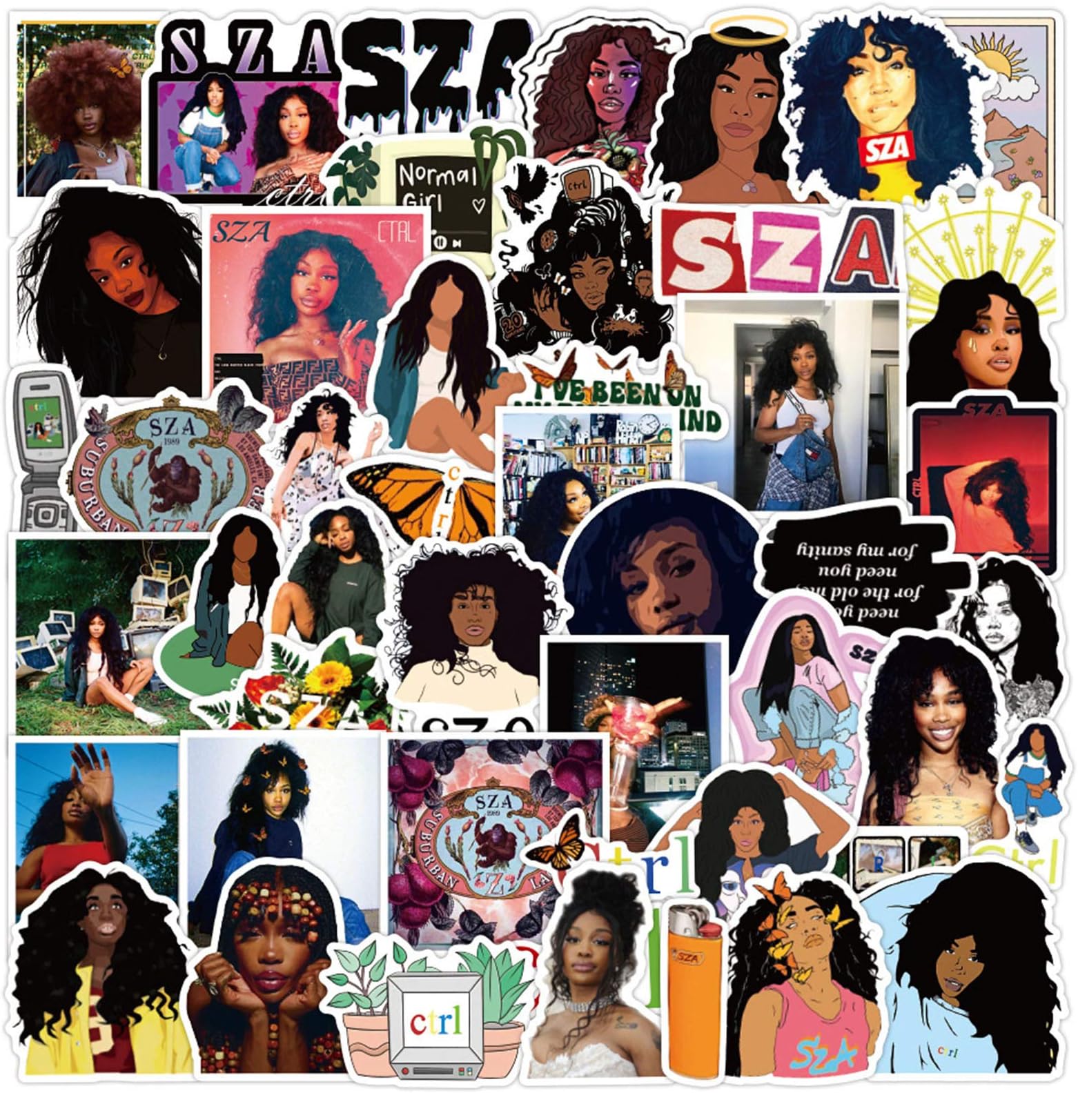 Amazon.com: 50pcs SZA Ctrl Stickers for Laptop, Singer Cool Stickers ...