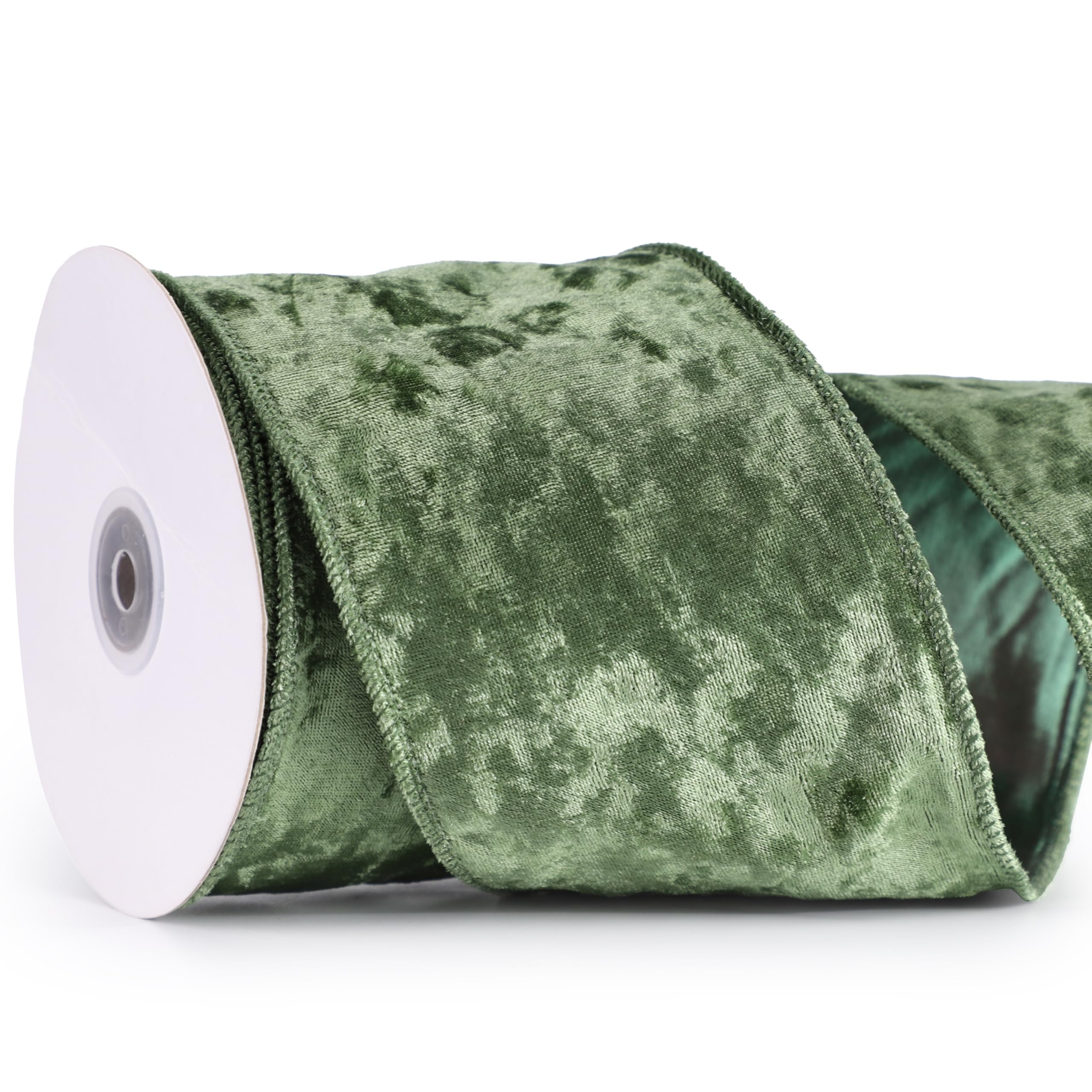 Amazon.com: MAYREEL Sage Green Crushed Velvet Ribbon Wired 4" x 10 ...