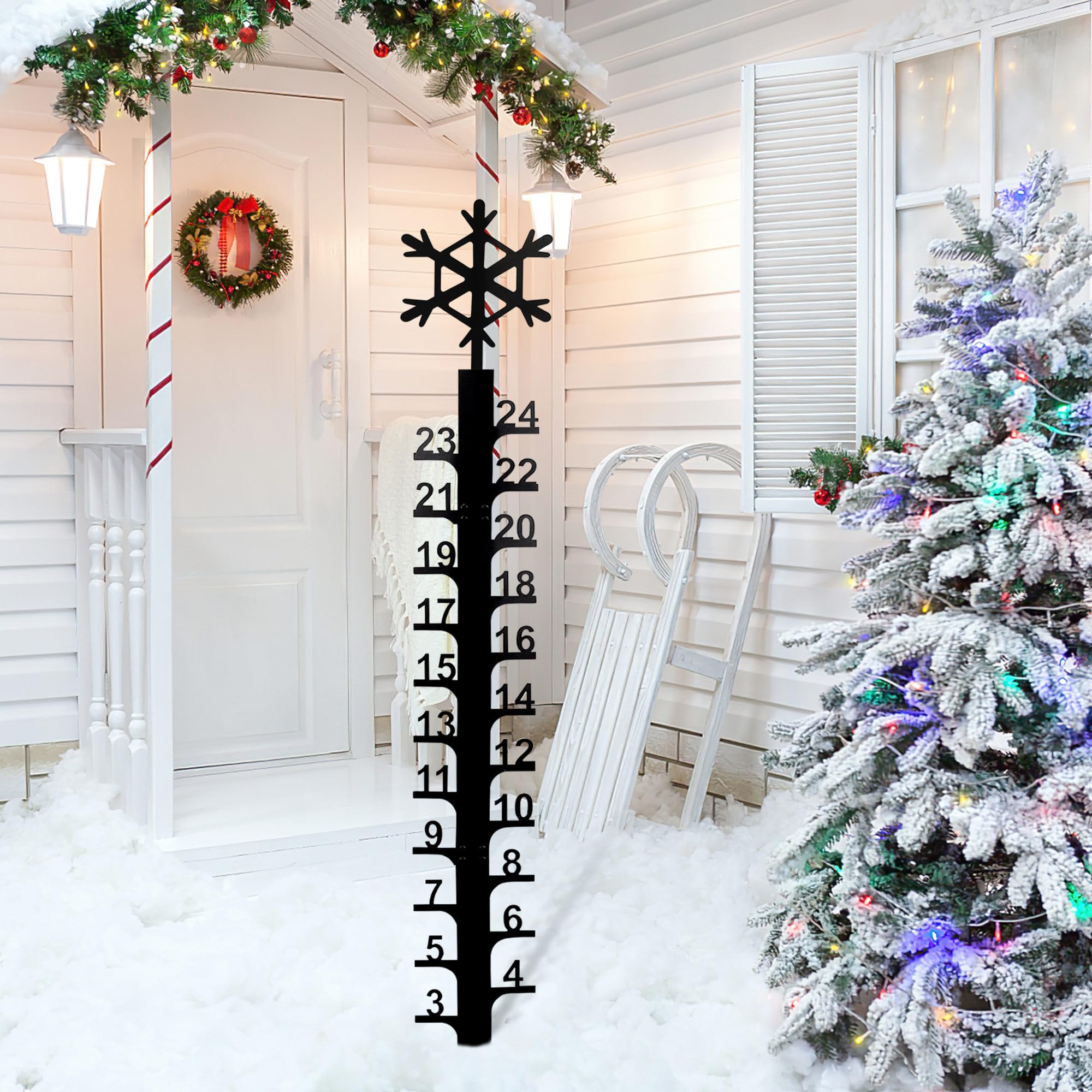 Amazon.com : ZERUIDM Iron Art Snow Gauge Outdoor, 24 Inch Metal ...