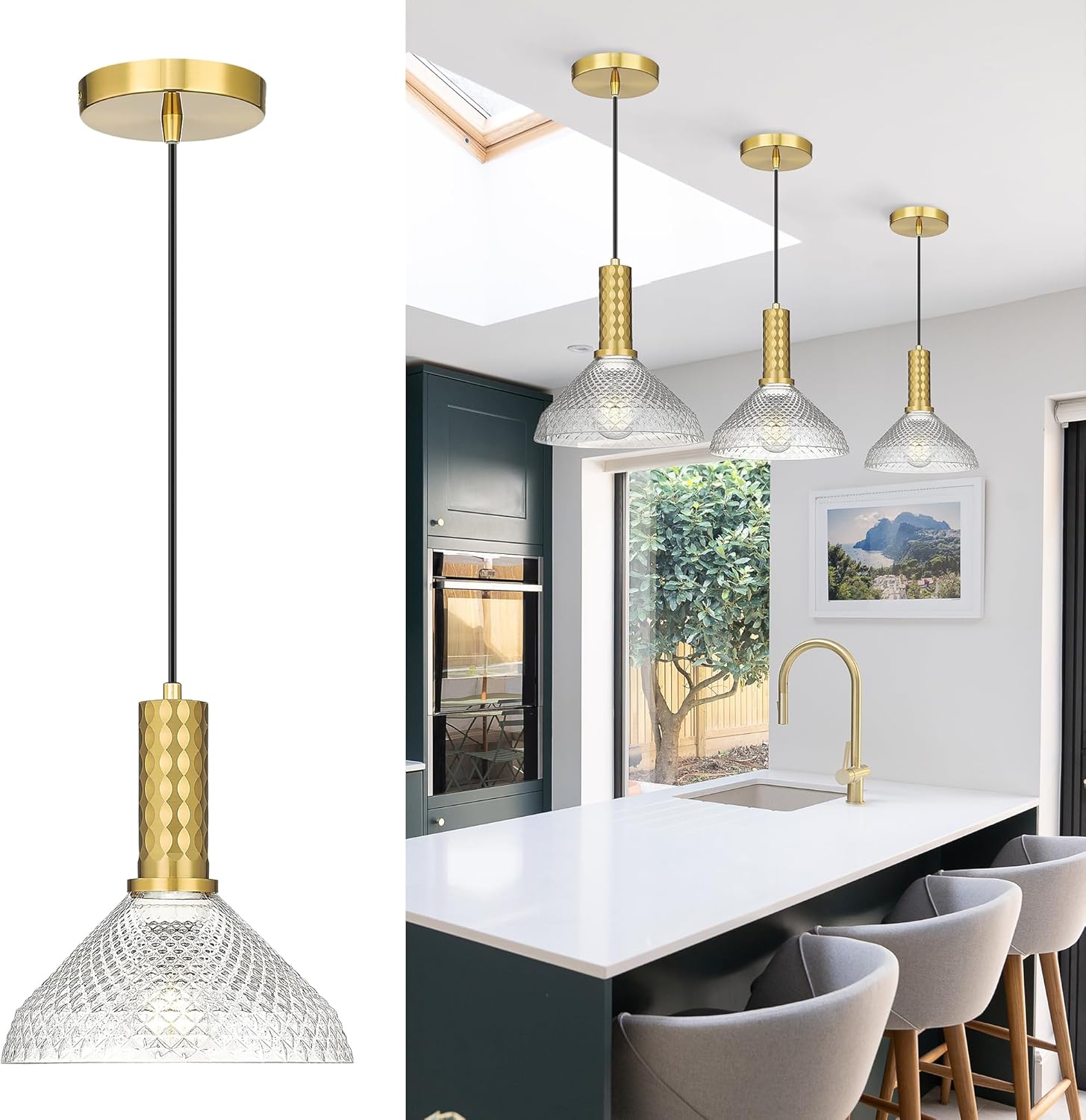 AUTELO 9" Pendant Light Fixtures, 1-Light Pendant Lights in Hammered ...