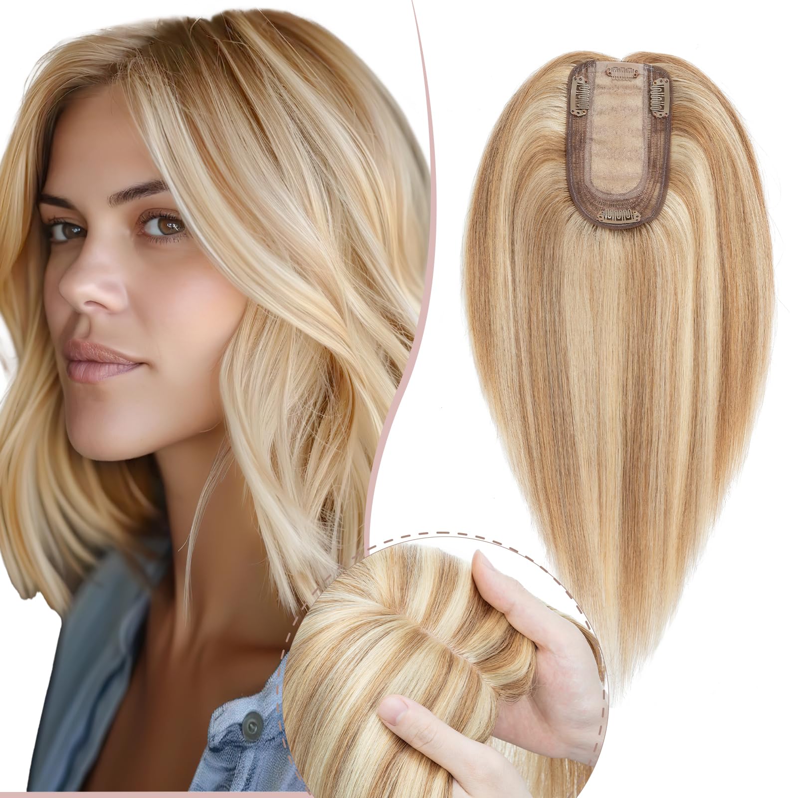 Amazon.com : Fellissy Human Hair Topper for Women Hair Toppers for ...