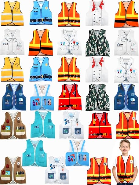 Amazon.com: Puteraya 30 Pcs Kids Community Helper Dress Up Vest Bulk ...