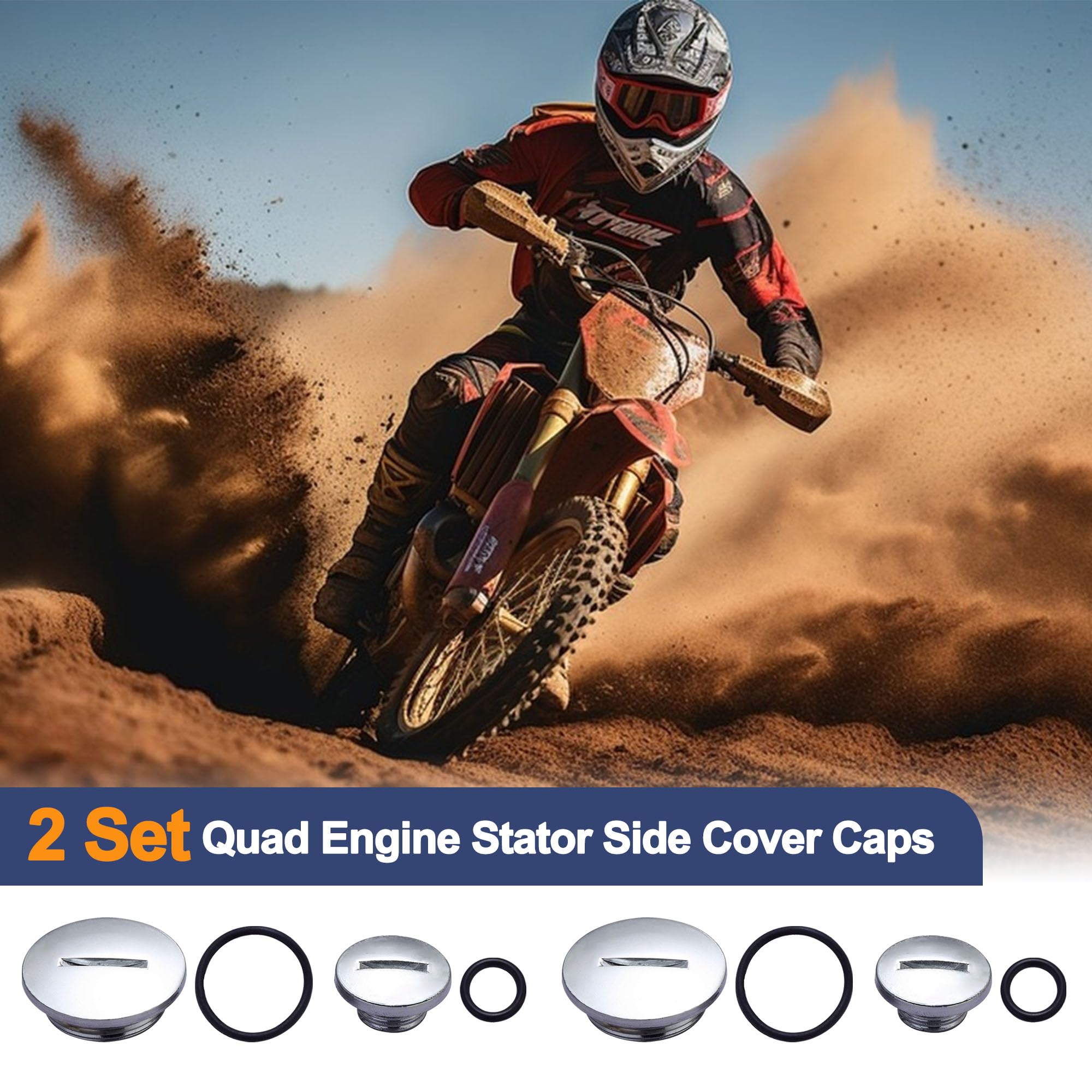 Snapklik.com : 2 Sets Of Quad Engine Stator Side Cover Caps W/Seals ...