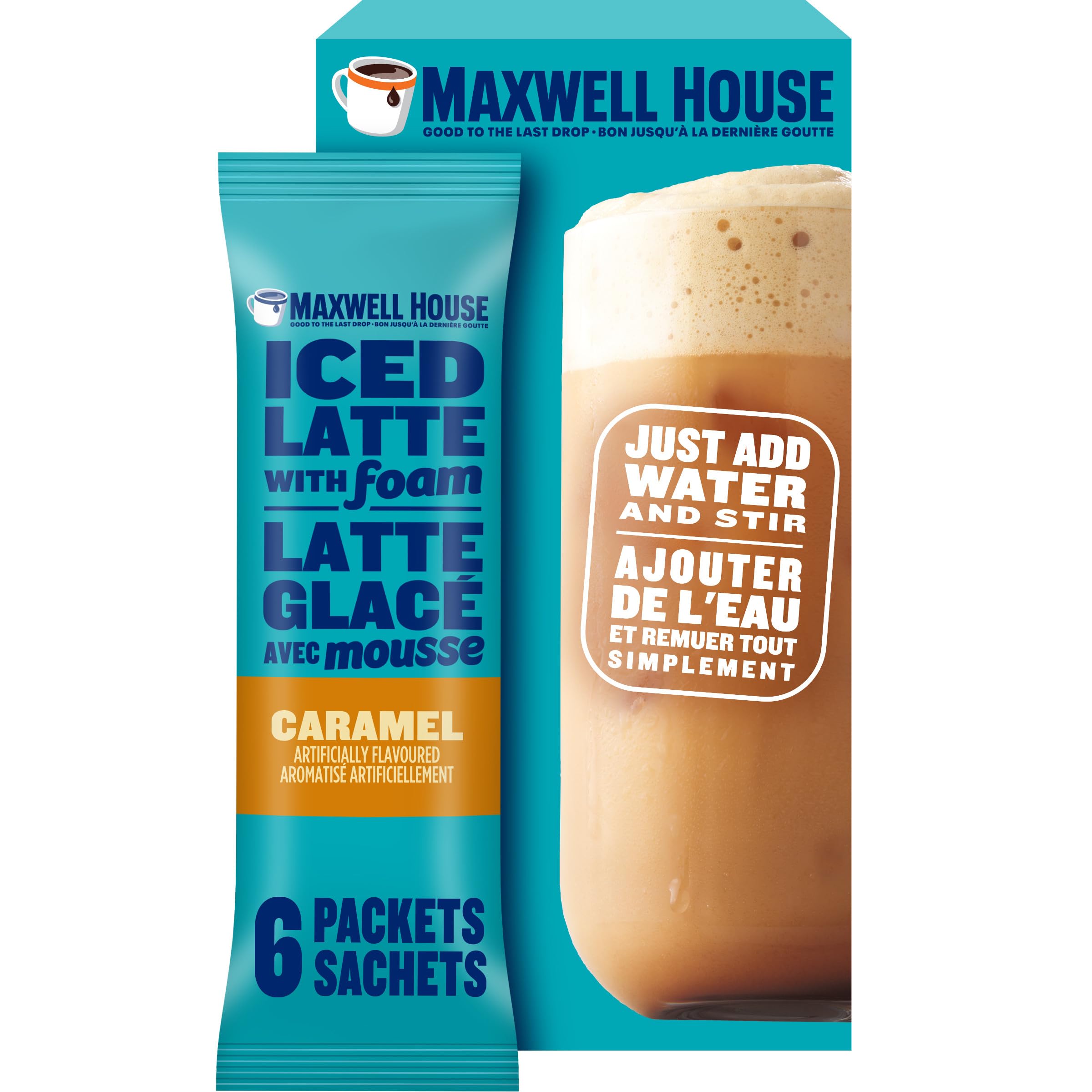 Maxwell House Caramel Iced Latte with Foam Drink Mix, 165 g 6 Packets ...