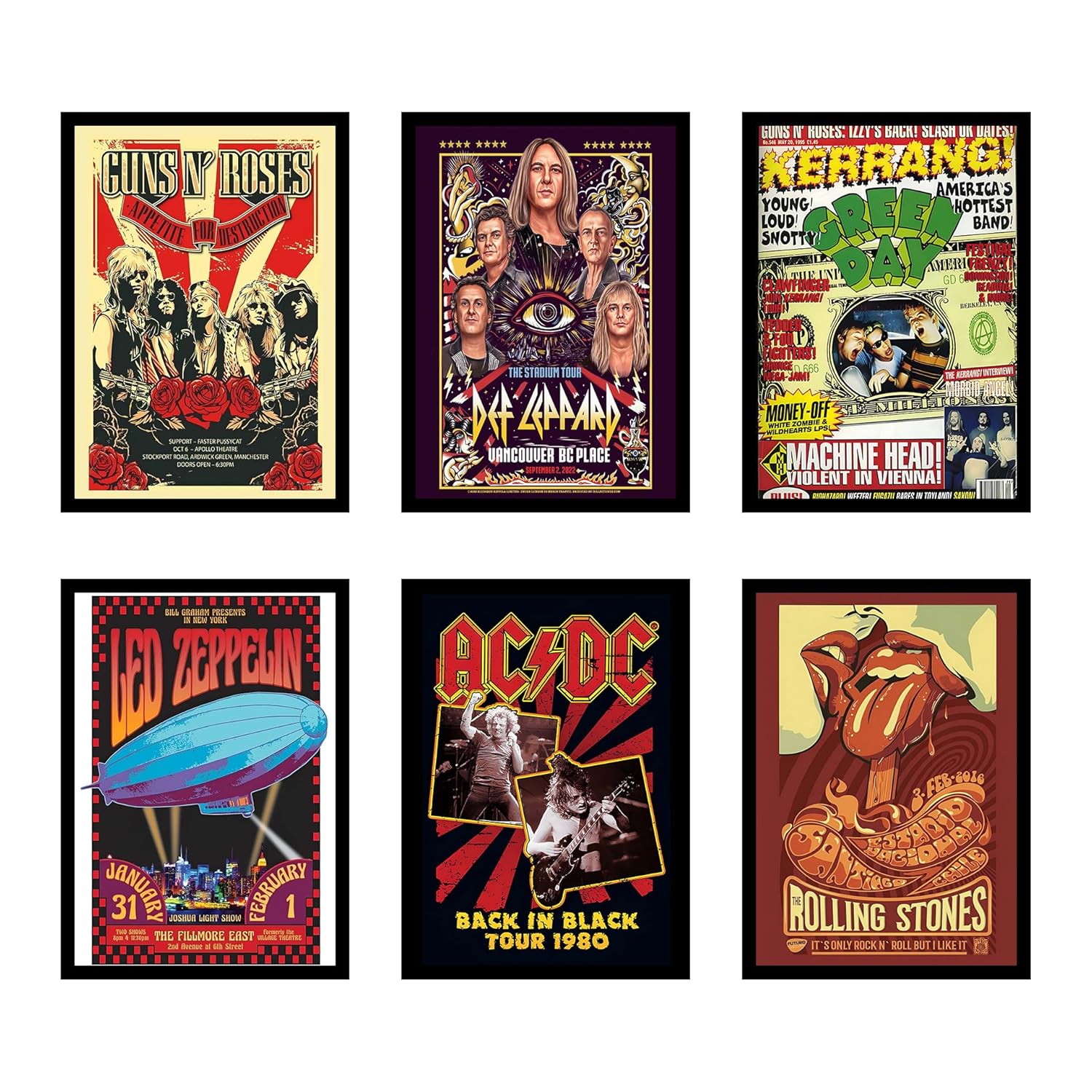 CodersParadise Wood Rock Band Wall Poster Frames - Pack Of 6 | 8 X 12Cm ...