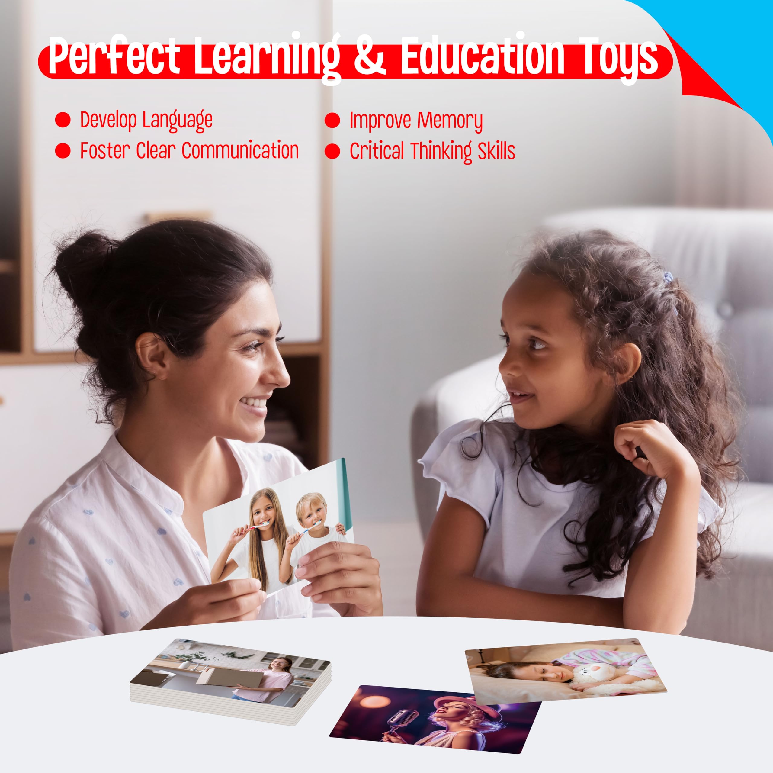 Snapklik.com : 50 Verb Flashcards, Picture & Word Cards Action Language Builder Visual Aid ...