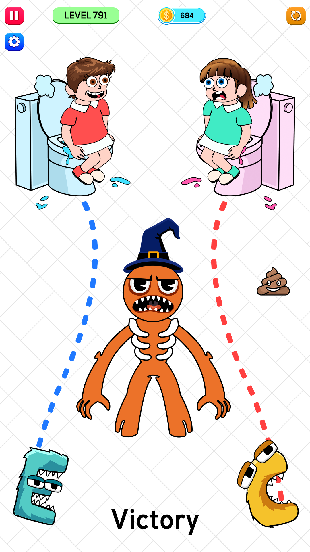 Toilet Monster Rush Race to Draw Puzzle Toilet Game for Poop race Pee ...