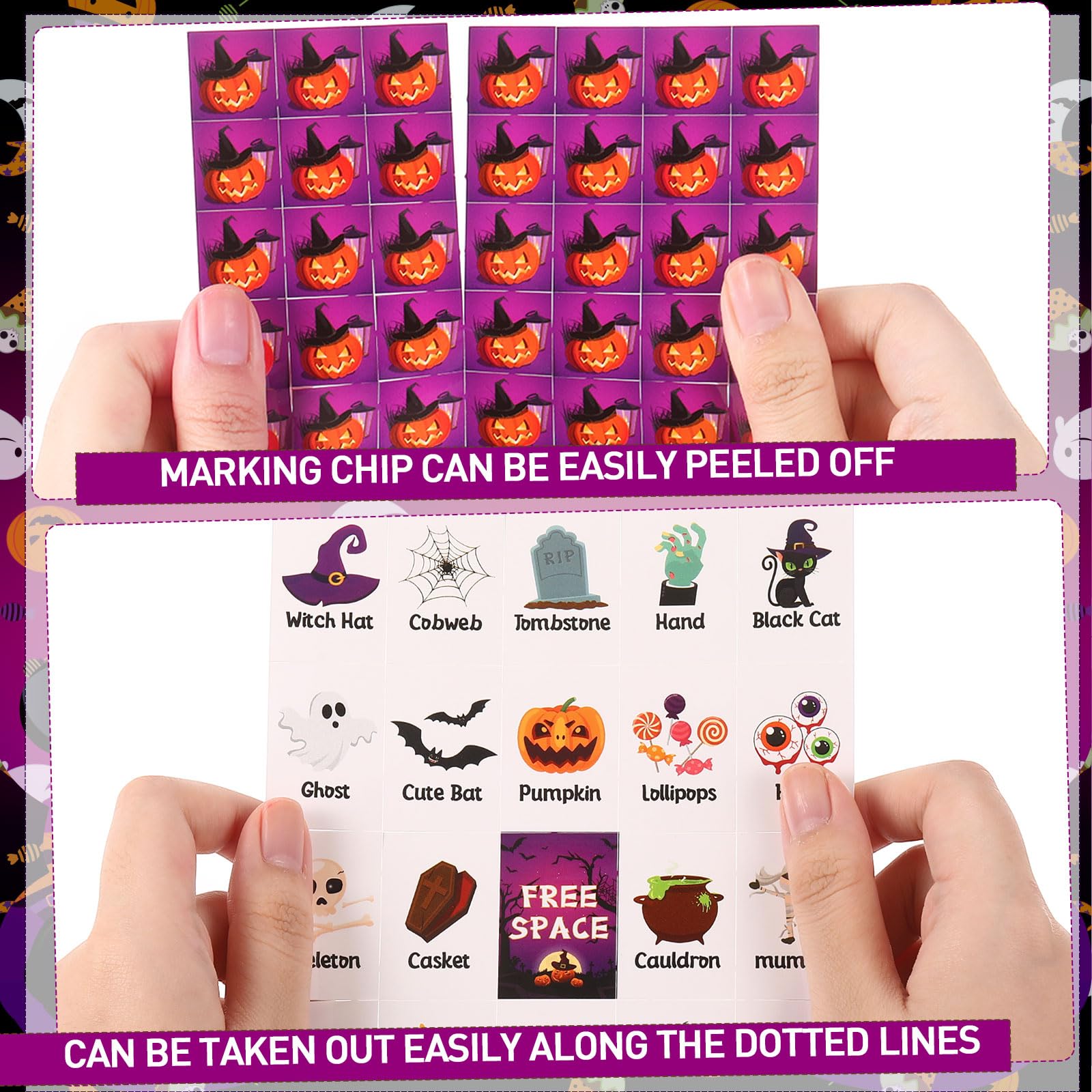 Snapklik.com : Halloween Bingo Set Witch Hat Bingo Cards For 24 Players ...