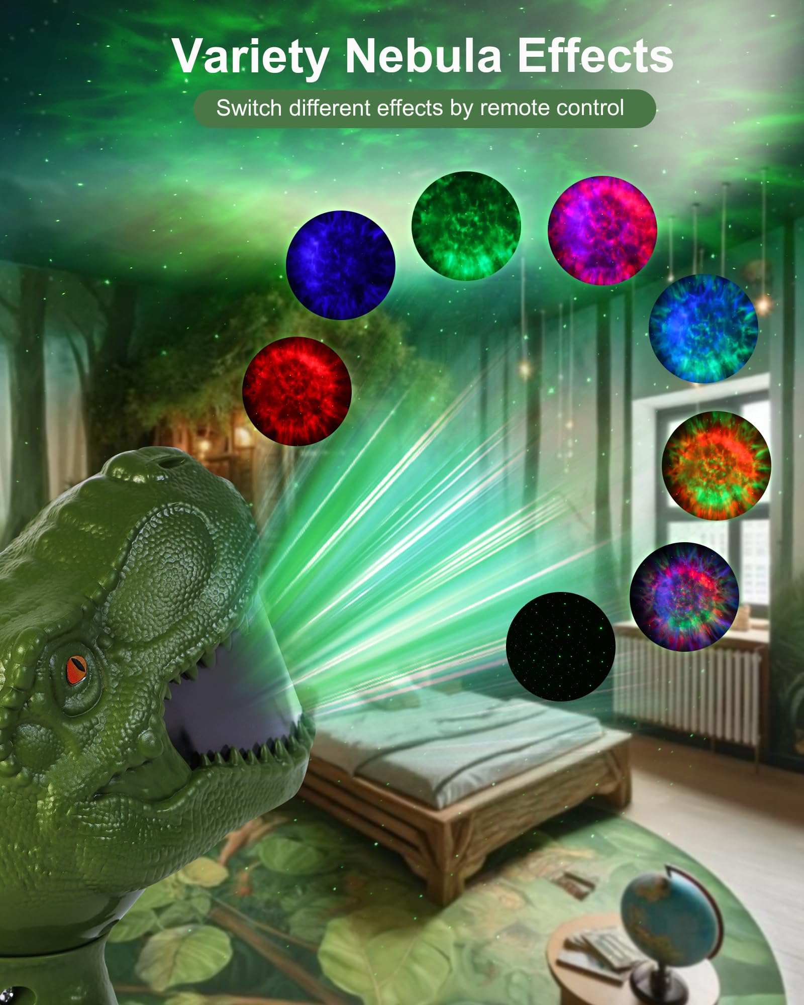 Dinosaur Galaxy Projector, Starry Night Light Projector, 8 Nebula Modes ...