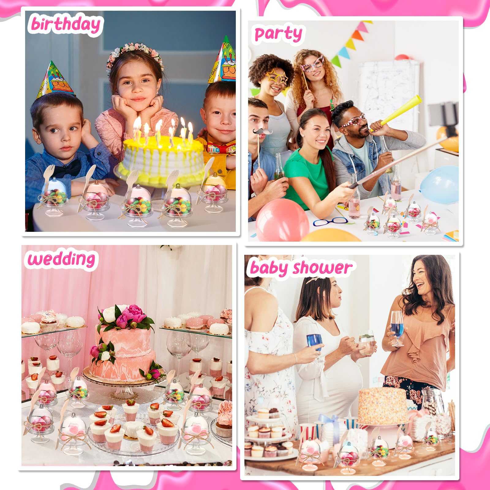 100 Sets Wedding Mini Cake Plate with Lid Cake Plate Disposable ...