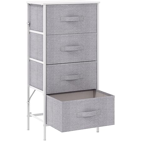 EHC 4 Drawer Large Storage Unit Cabinet for Bedroom/Bathroom - Grey ...