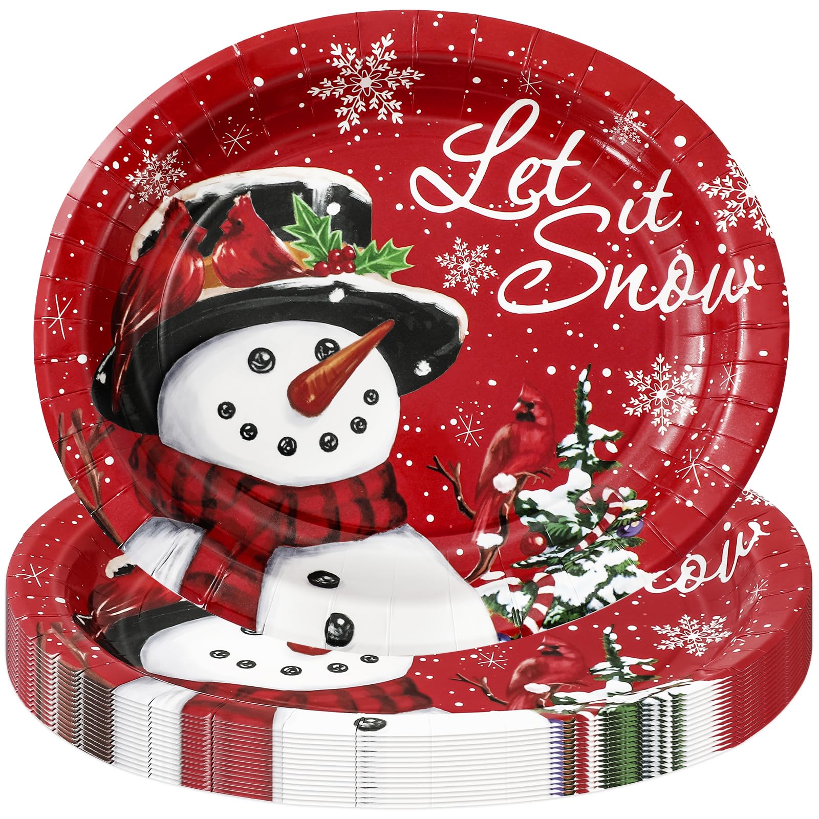 Amazon.com: JarThenaAMCS Christmas Oval Paper Plate Snowman Cardinal ...