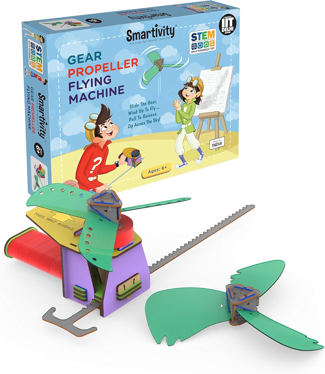 Amazon.com: Smartivity Gear Propeller Flying Machine for 6+ Years Boys ...