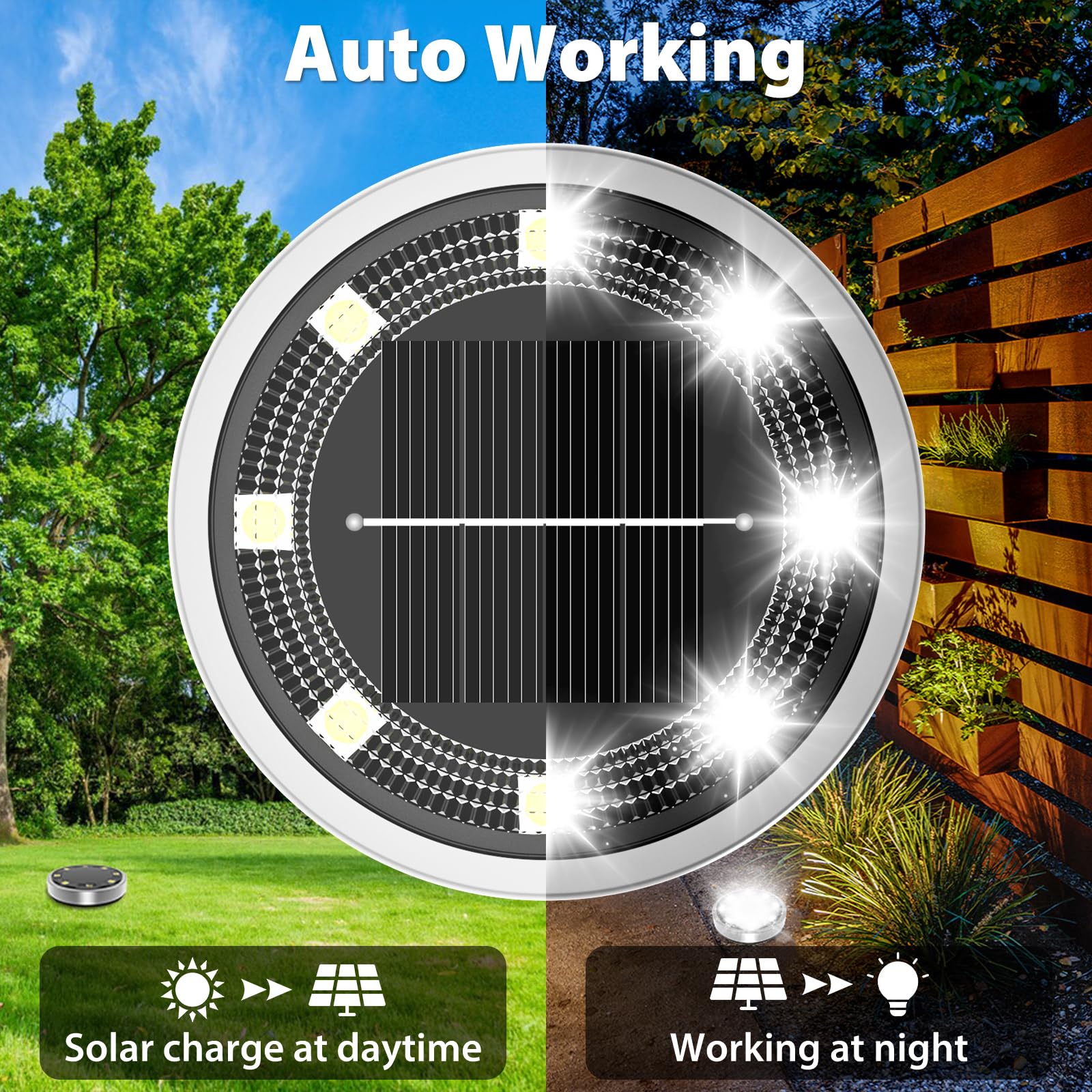 Snapklik.com : Peasur 4 Pack Solar Ground Lights Outdoor, 8 LED Flat ...