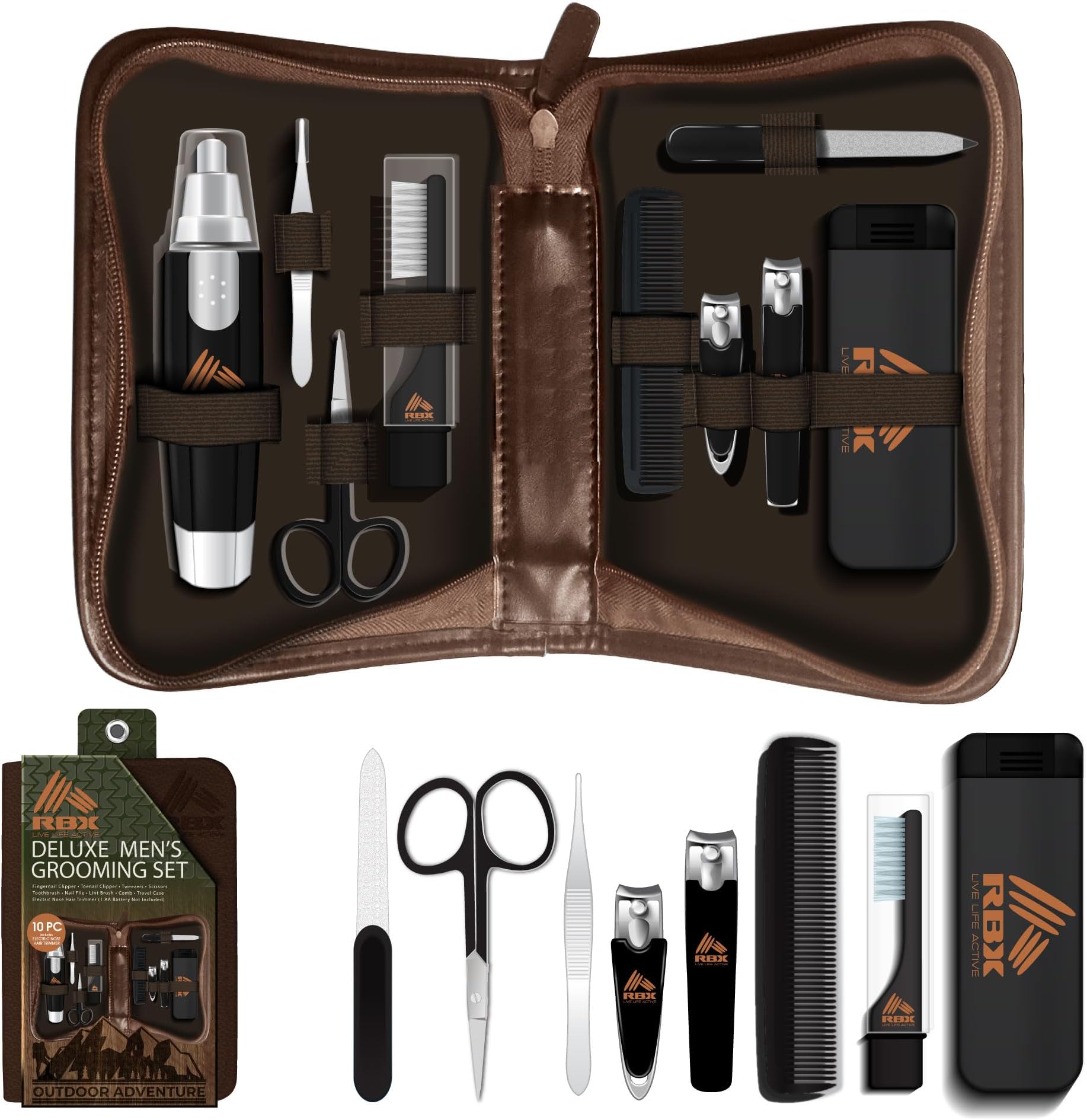 Amazon.com : RBX Nail Clipper Set for Men, 10 Pcs Deluxe Grooming Kit ...