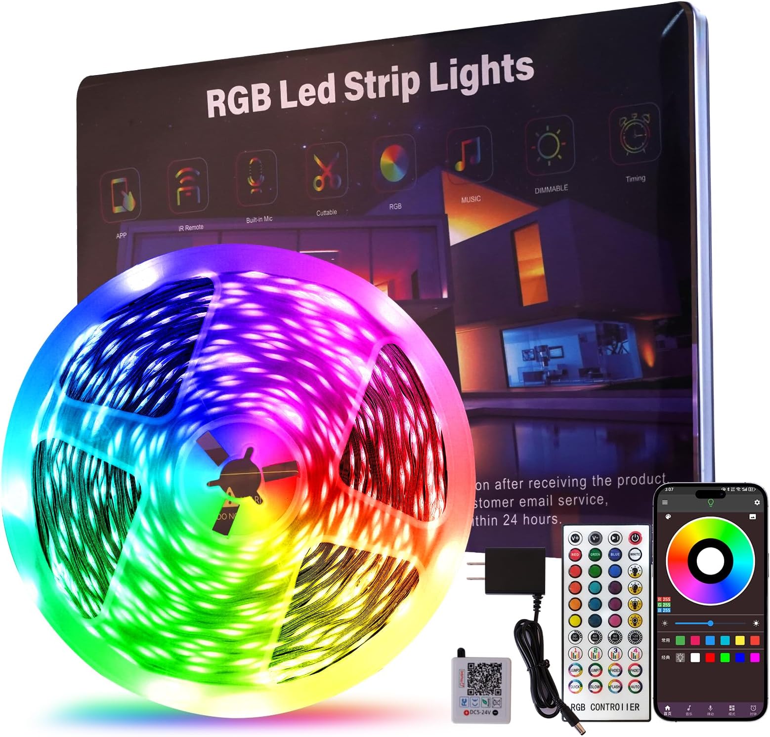Amazon.com: 150ft Led Lights for Bedroom, 45m RGB Led Strip Lights 5050 ...