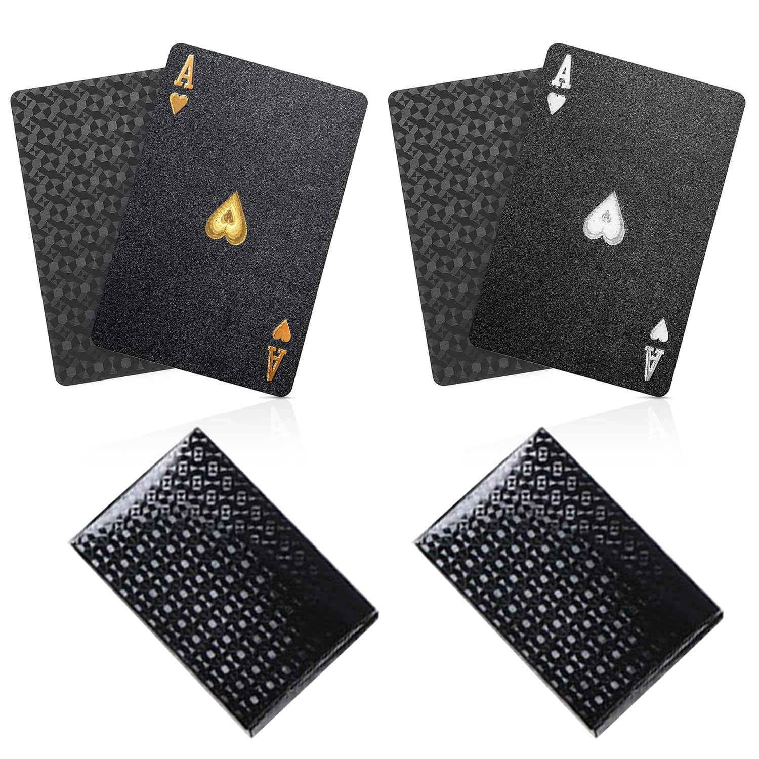 Onperpoe Plastic Playing Cards, 2 Decks Waterproof Playing Cards, Black ...