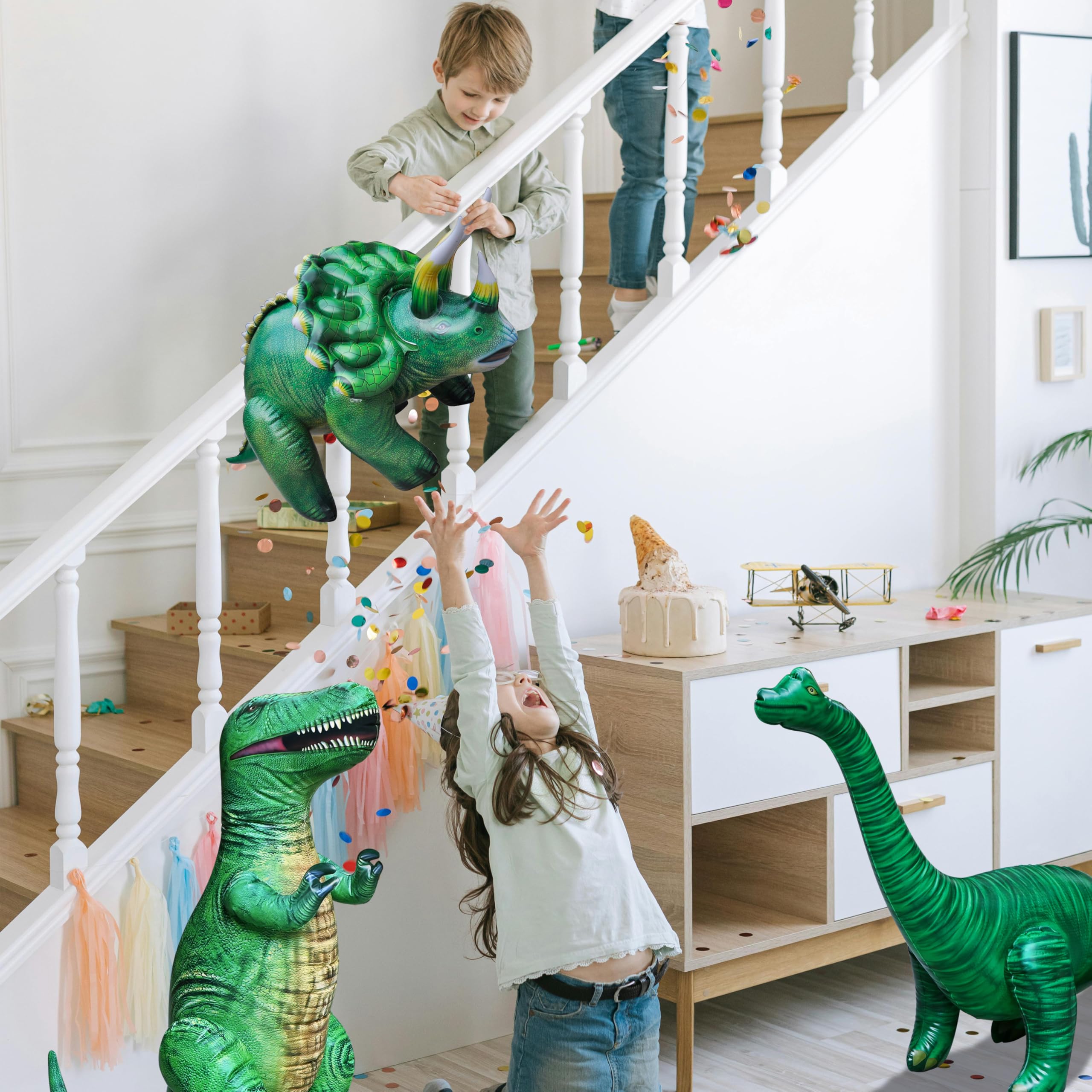 Snapklik.com : Jet Creations 3pk T Rex Brachiosaurus Triceratops Inflatable