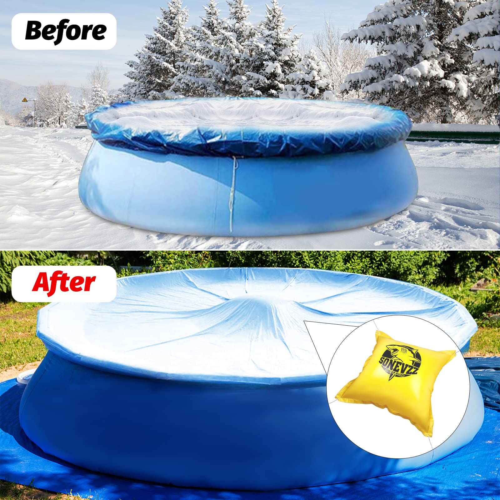 SONEVZZ 4 x 4 Ft Pool Pillow - Pool Pillow for Above Ground Pool ...