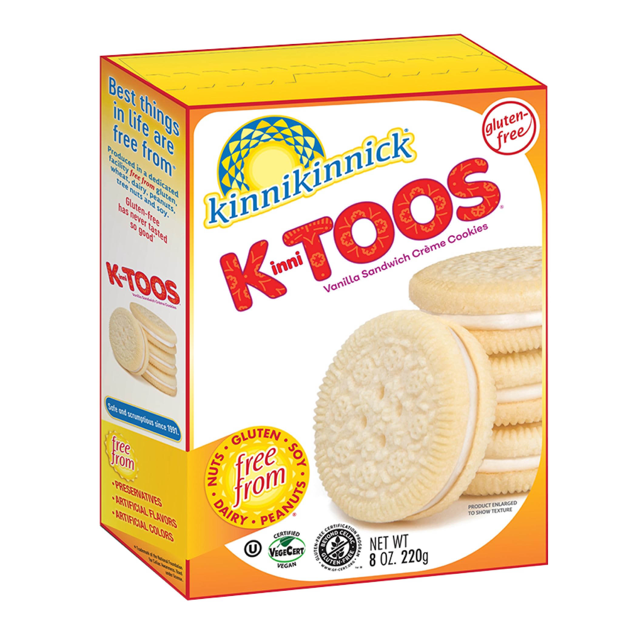 Kinnikinnick KinniToos Vanilla Sandwich Creme Cookies, 220 Gram ...