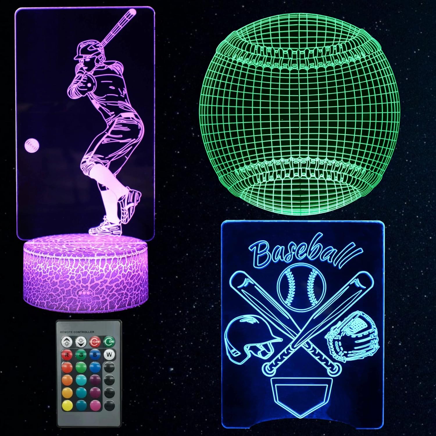 Amazon.com: Kenmaca Baseball Player Bat Night Light for Kids Bedroom ...