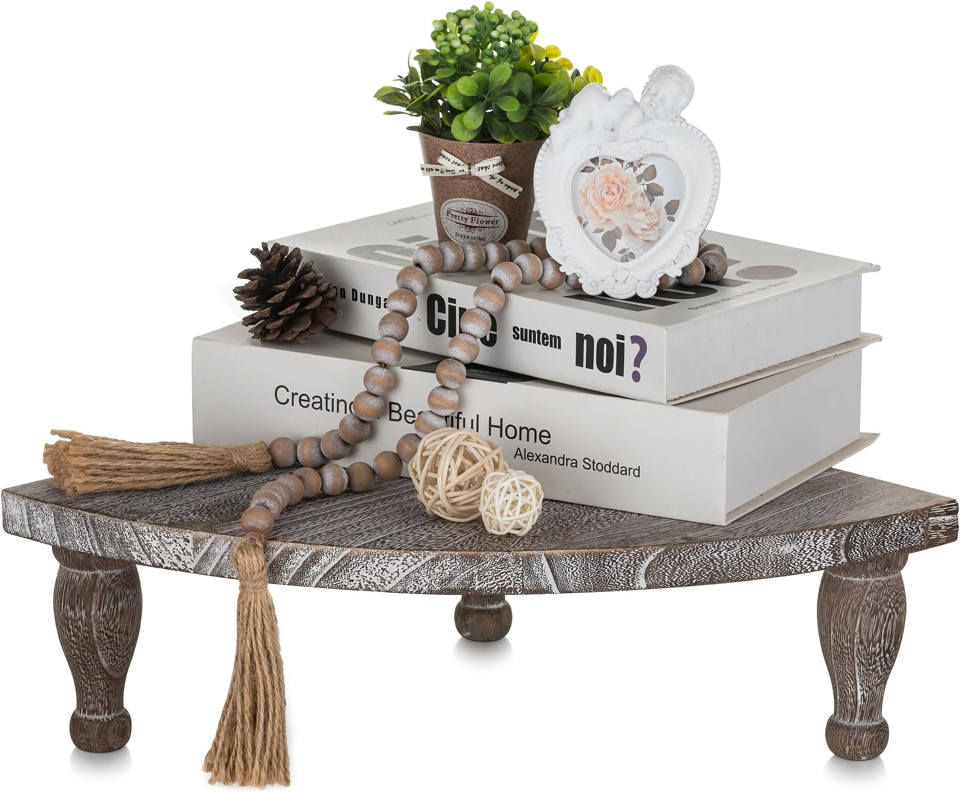 Amazon.com: Hanobe Bathroom Tray Corner Shelf: Rustic Wood Riser ...