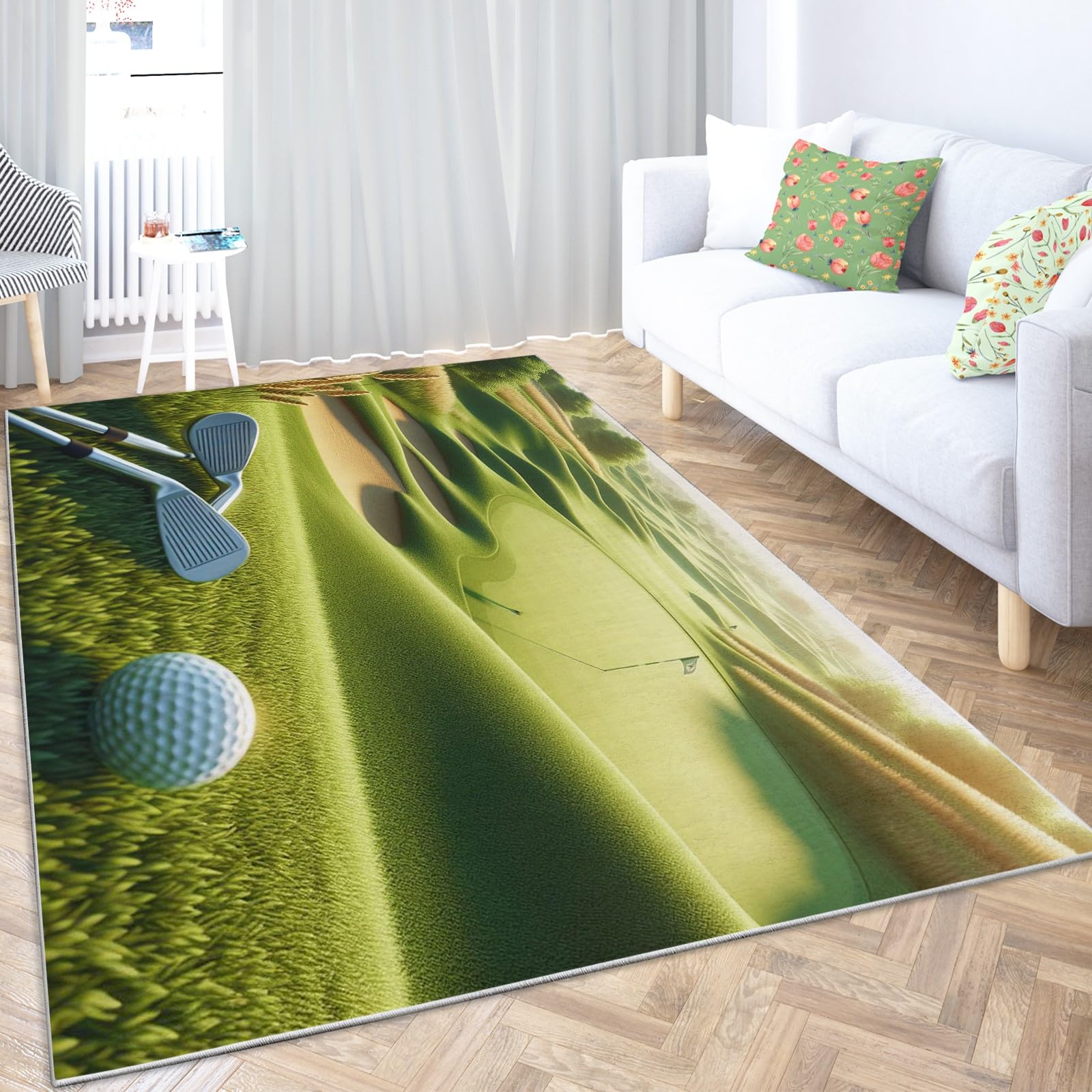 Amazon.com: Area Rugs Lawn Golf Washable Rug 3 x 5 ft, Green Soft ...