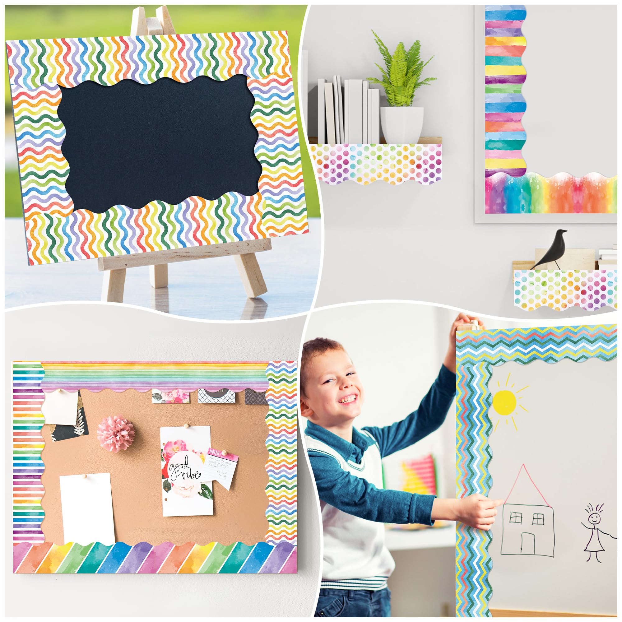 Snapklik.com : 96Pcs Watercolor Bulletin Board Borders Colorful ...