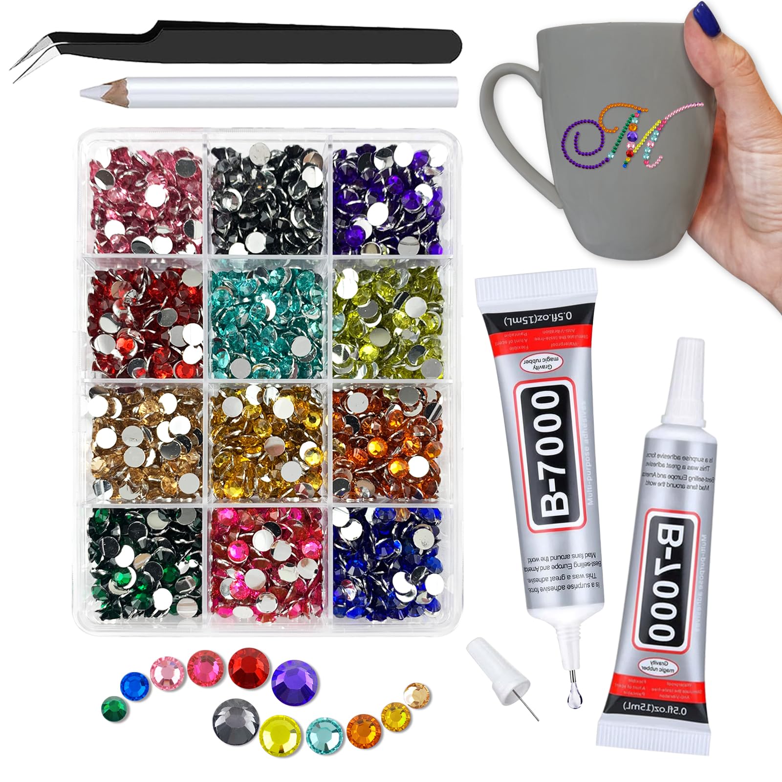 Amazon.com: Crafts Flatback Rhinestones Kit for Crafting: B7000 Clear ...