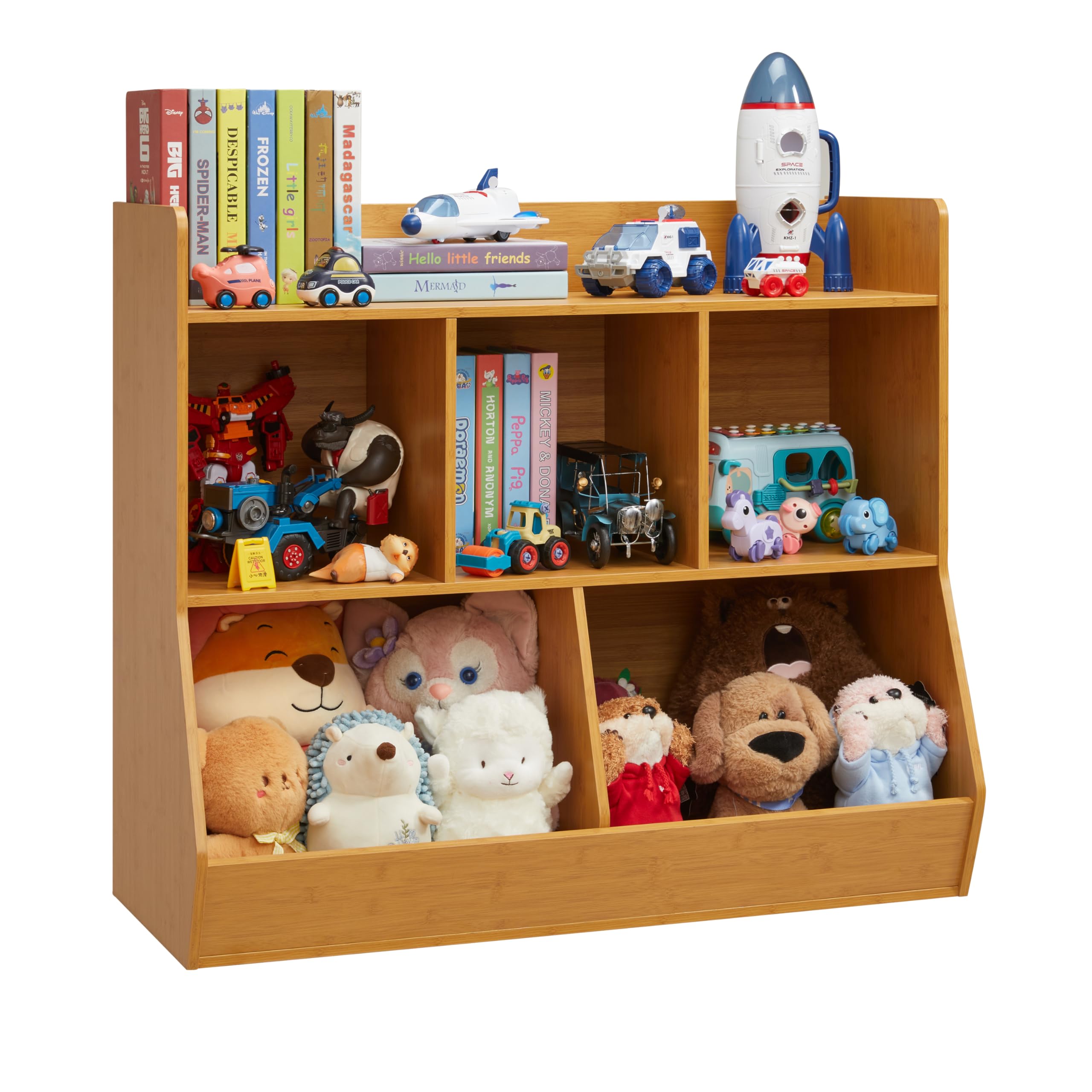 Amazon.com: Kovhzcu Toy Storage Organizer with Bookshelf, 5-Cubby ...