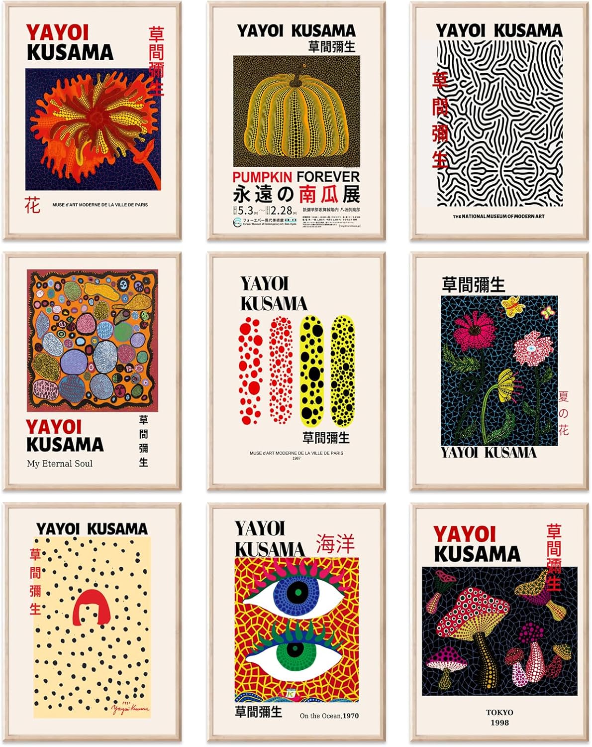 Amazon.de: RETRART Yayoi Kusama Poster – Set von 9 – Vintage Yayoi ...