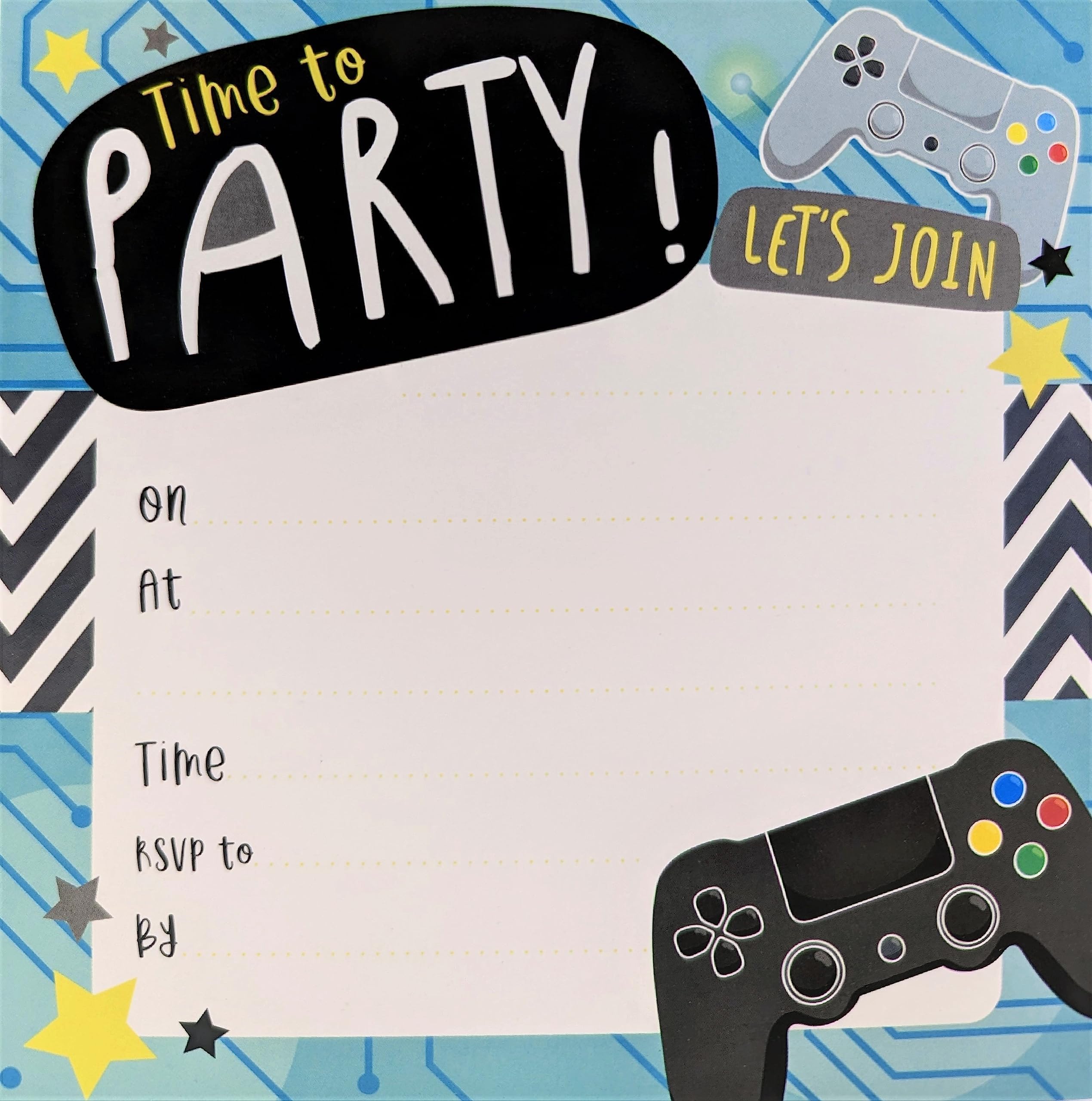12 Gaming Party Invitations – Video Game Birthday Invites with ...