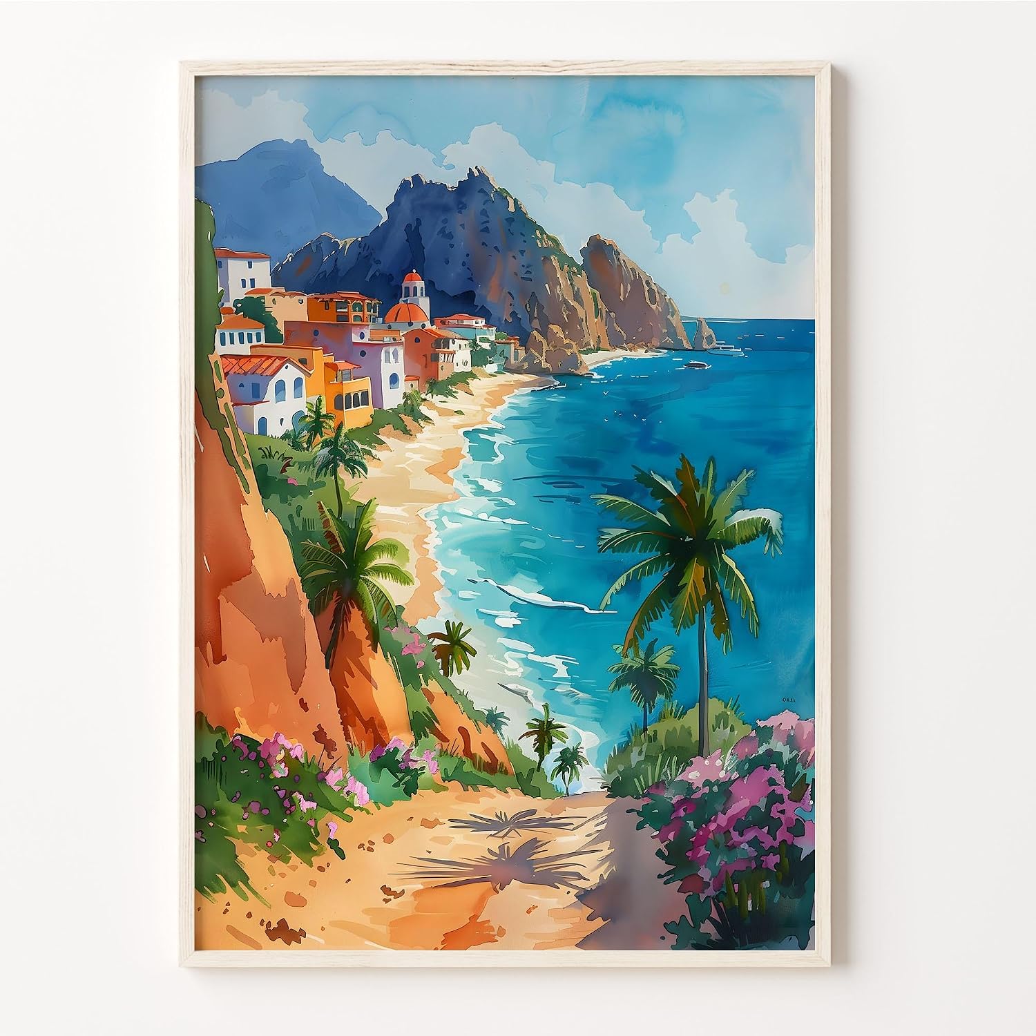 Amazon.com: Cabo San Lucas Watercolor Painting, Mexico Travel Poster ...