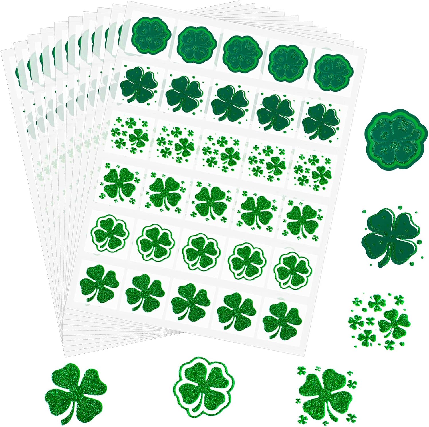 300 Pieces St Patrick’s Day Stickers Shamrock Patterned Glitter Window ...