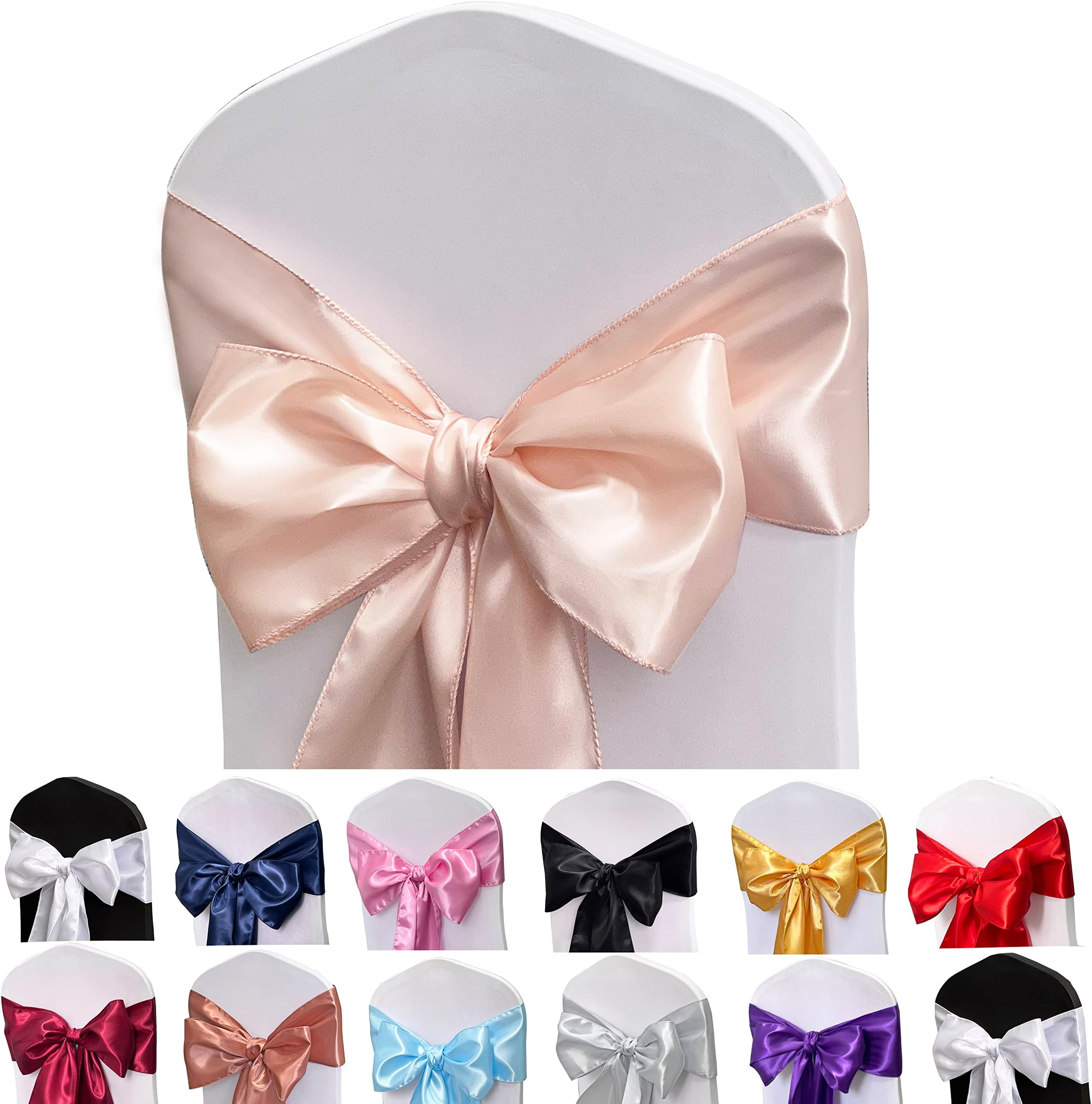 Amazon.com: Pesonlook 120PCS Dusty Blue Satin Chair Sashes Bows,Satin ...