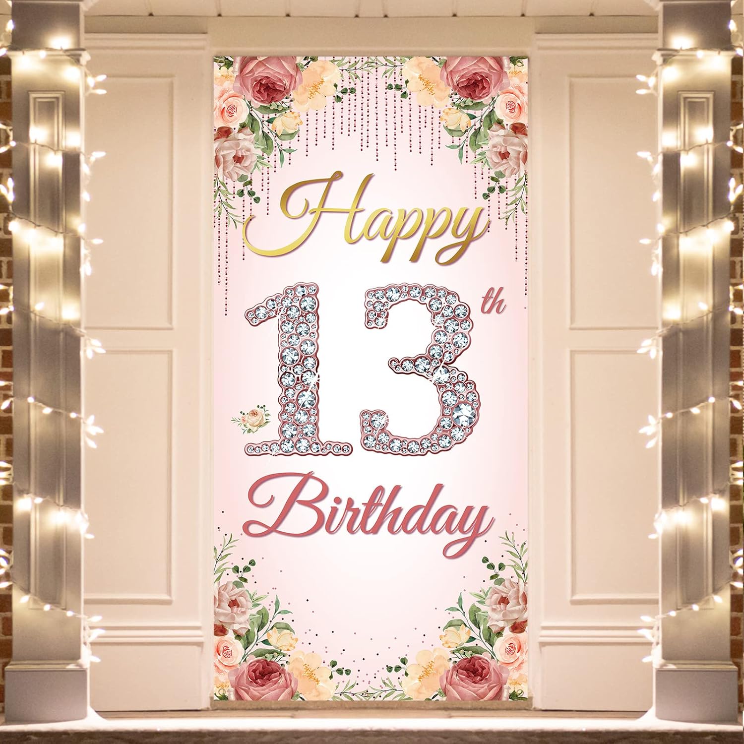 Amazon.com : HTDZZI 13th Birthday Door Backdrop Banner, Happy 13th ...