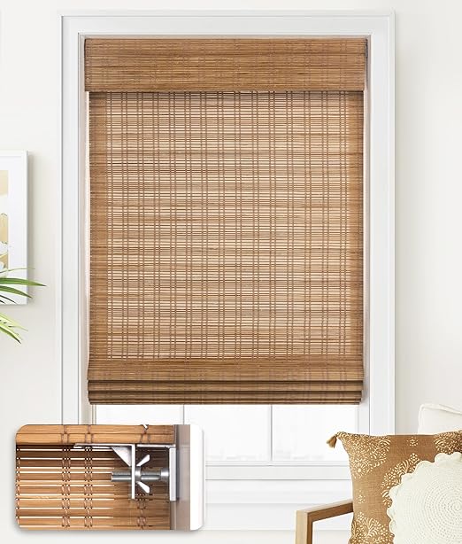Amazon.com: LazBlinds No Tools No Drill Cordless Bamboo Roman Shades ...