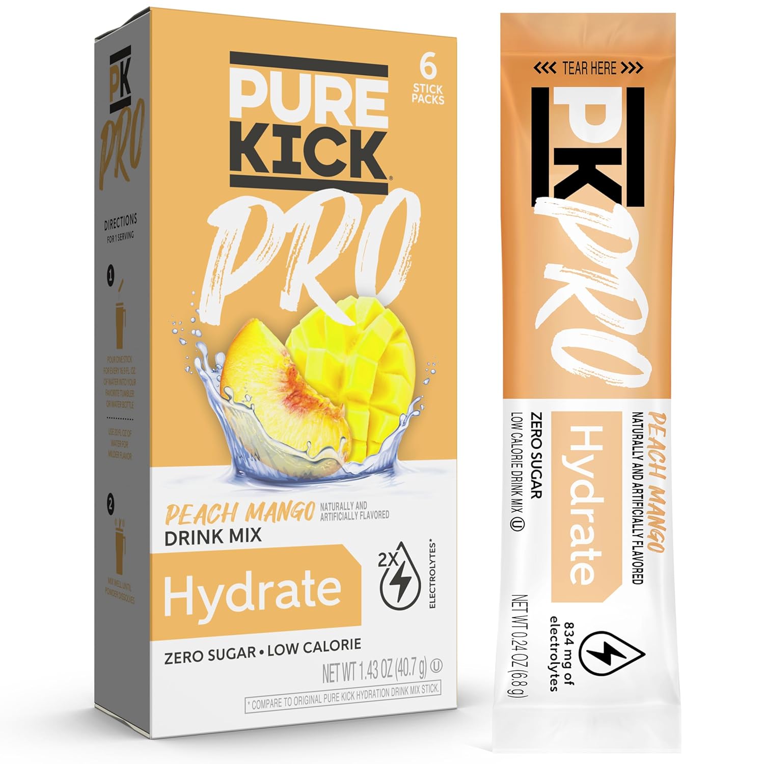 Amazon.com: PURE KICK PRO Hydration Electrolyte Drink Mix, Peach Mango ...
