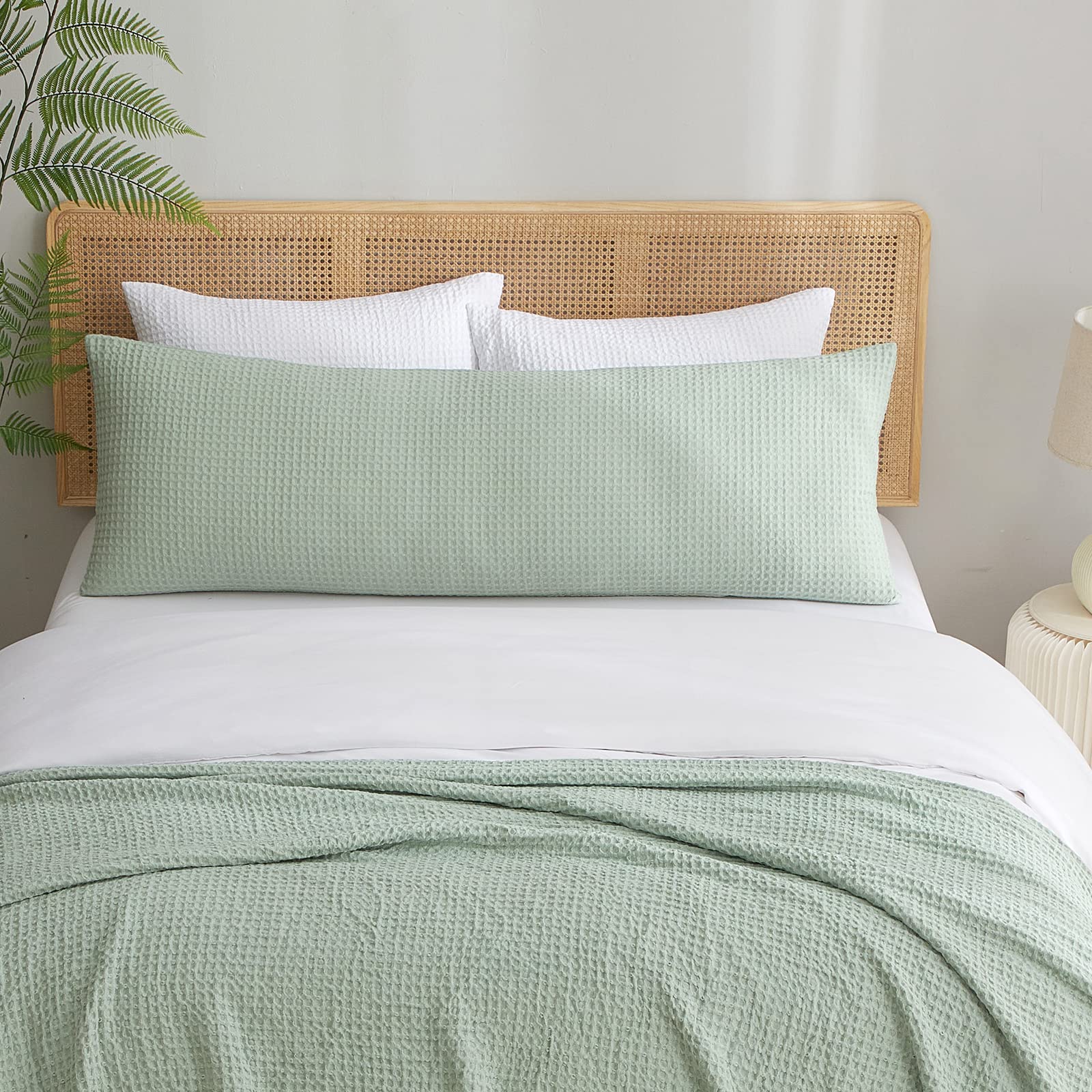 Amazon.com: PHF Ultra Soft Waffle Body Pillowcase, Sage Green, 20" x 54 ...